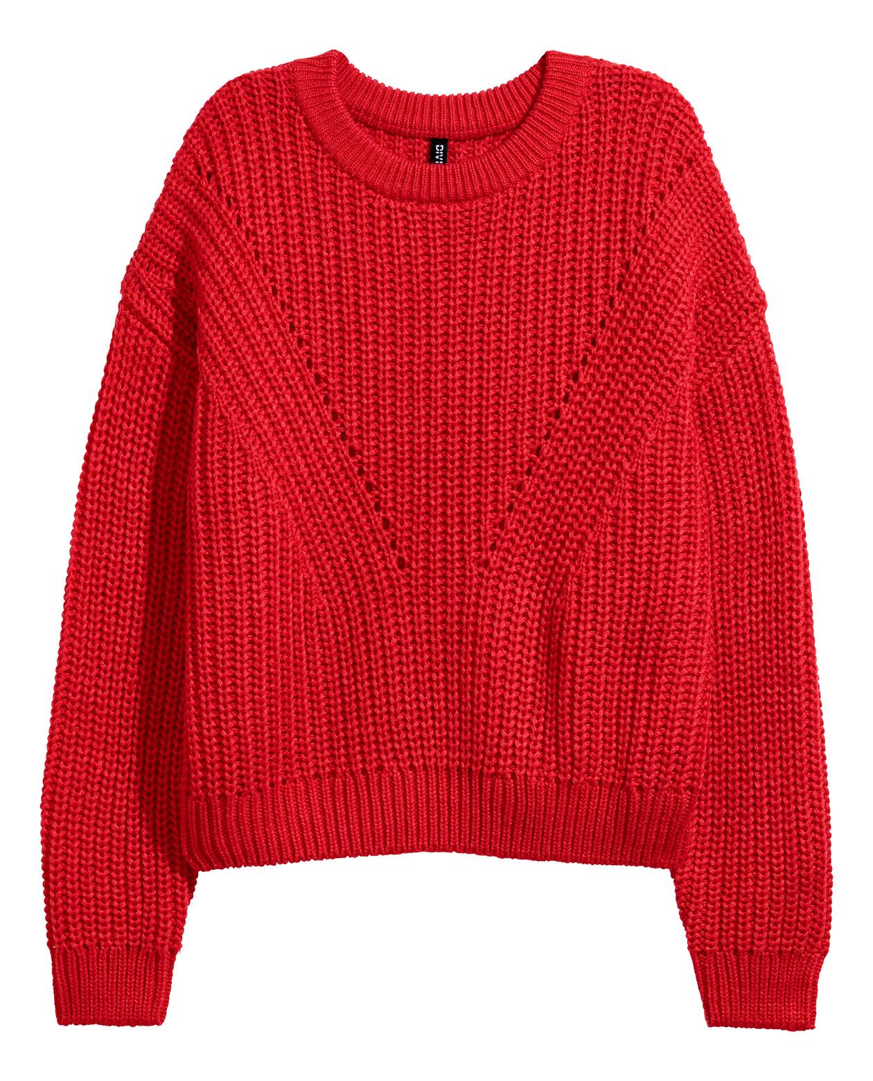 Rib-knit jumper - Bright red - Ladies | H&M GB