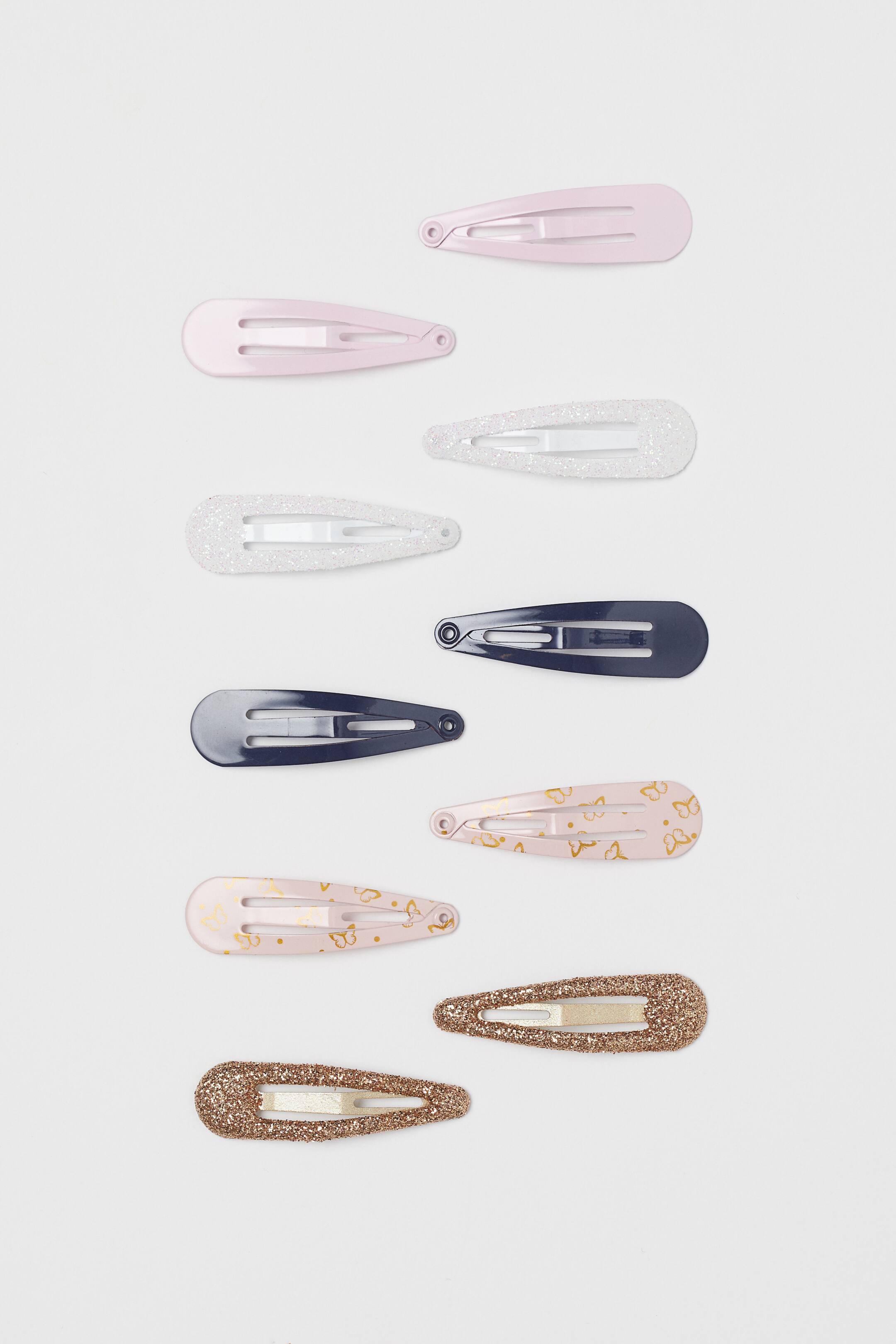 10-pack hair clips - Powder pink/Gold-coloured - Kids | H&M HK