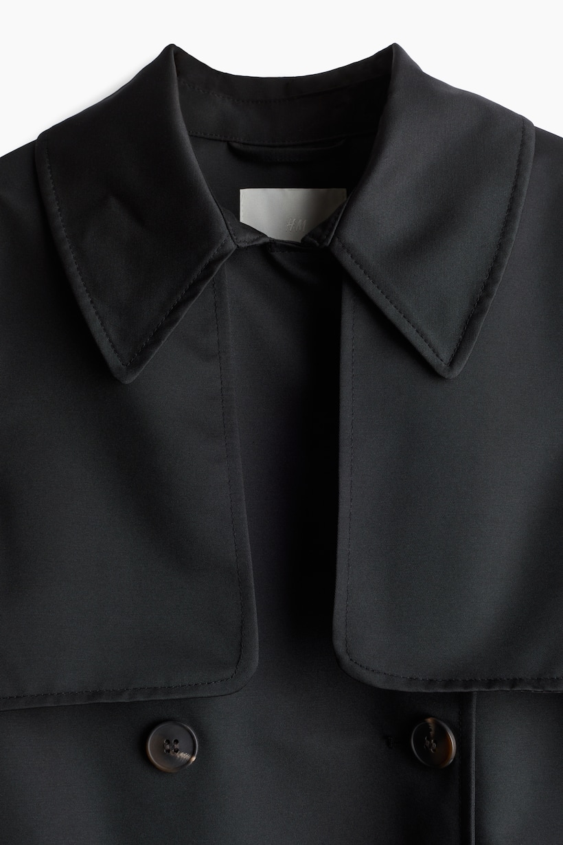 Women's Black Double-breasted twill trench coat | H&M GB