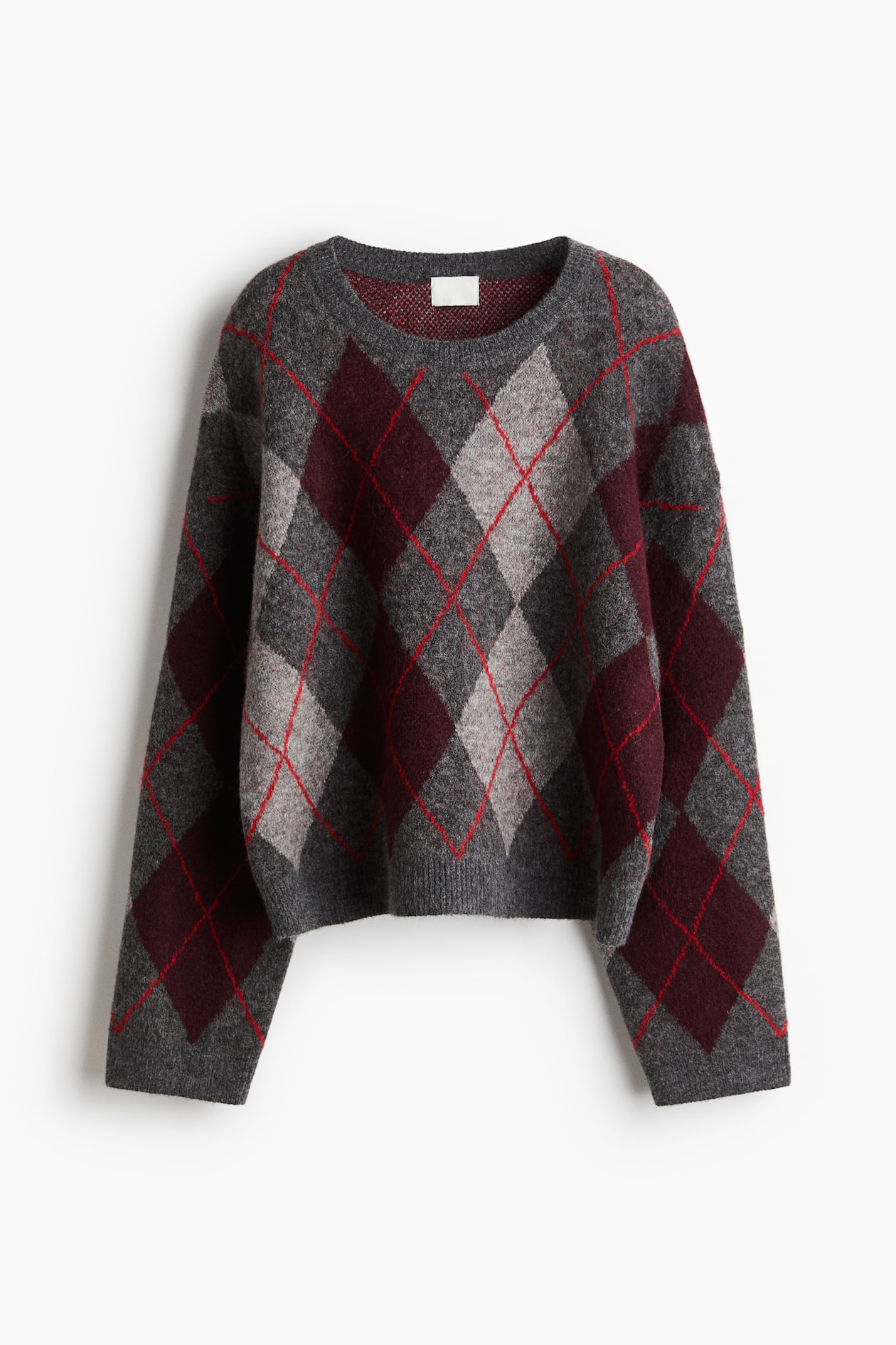Jersey en punto jacquard - Gris jaspeado/Diseño de rombos - MUJER | H&M ES