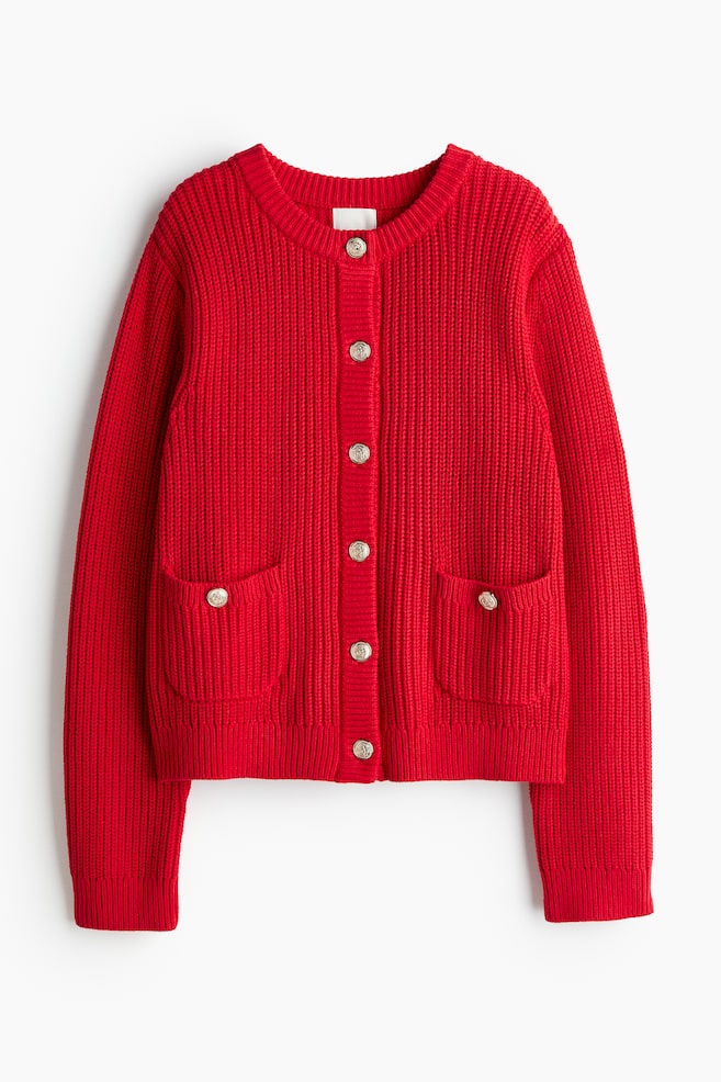 Rib-knit cardigan - Red - Ladies | H&M GB