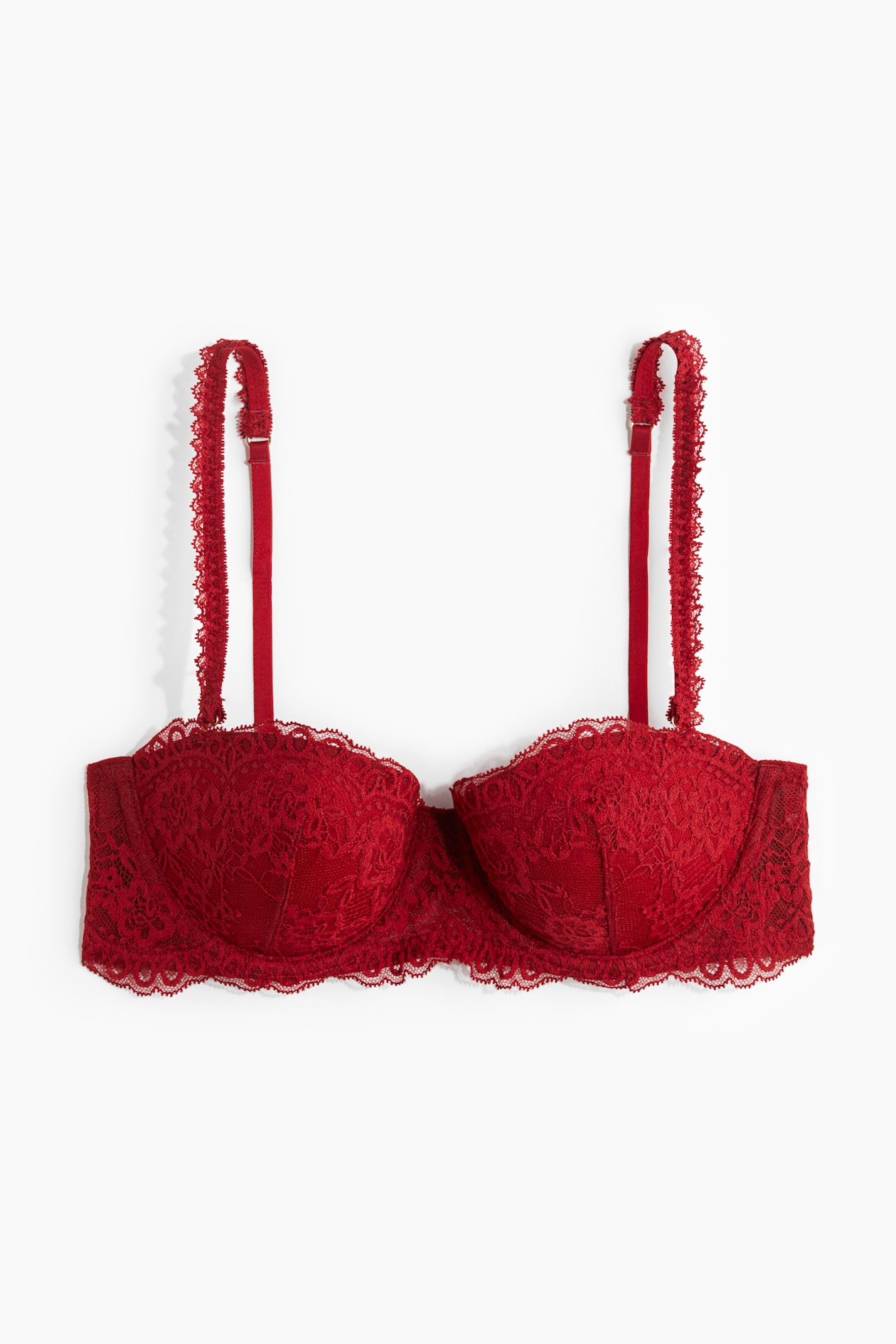 Women's Dark red Padded Lace Balconette Bra | H&M AU