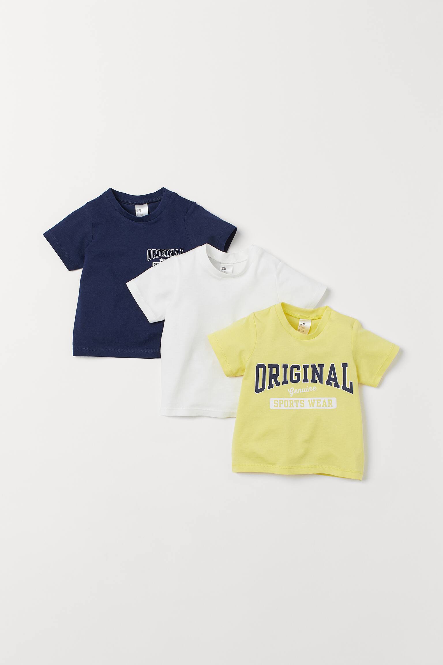 3-pack T-shirts - Yellow/Dark blue/White - Kids | H&M