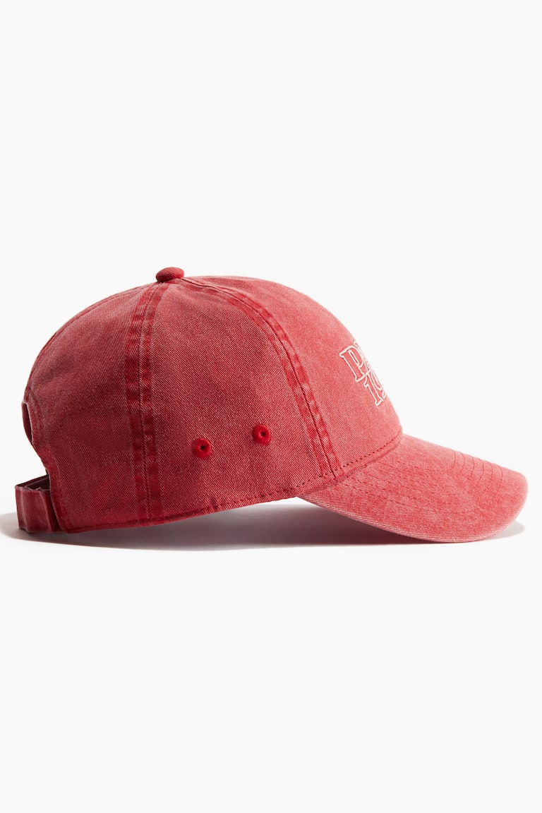 Embroidered-motif Twill Cap - Red/Paris - Ladies | H&M US