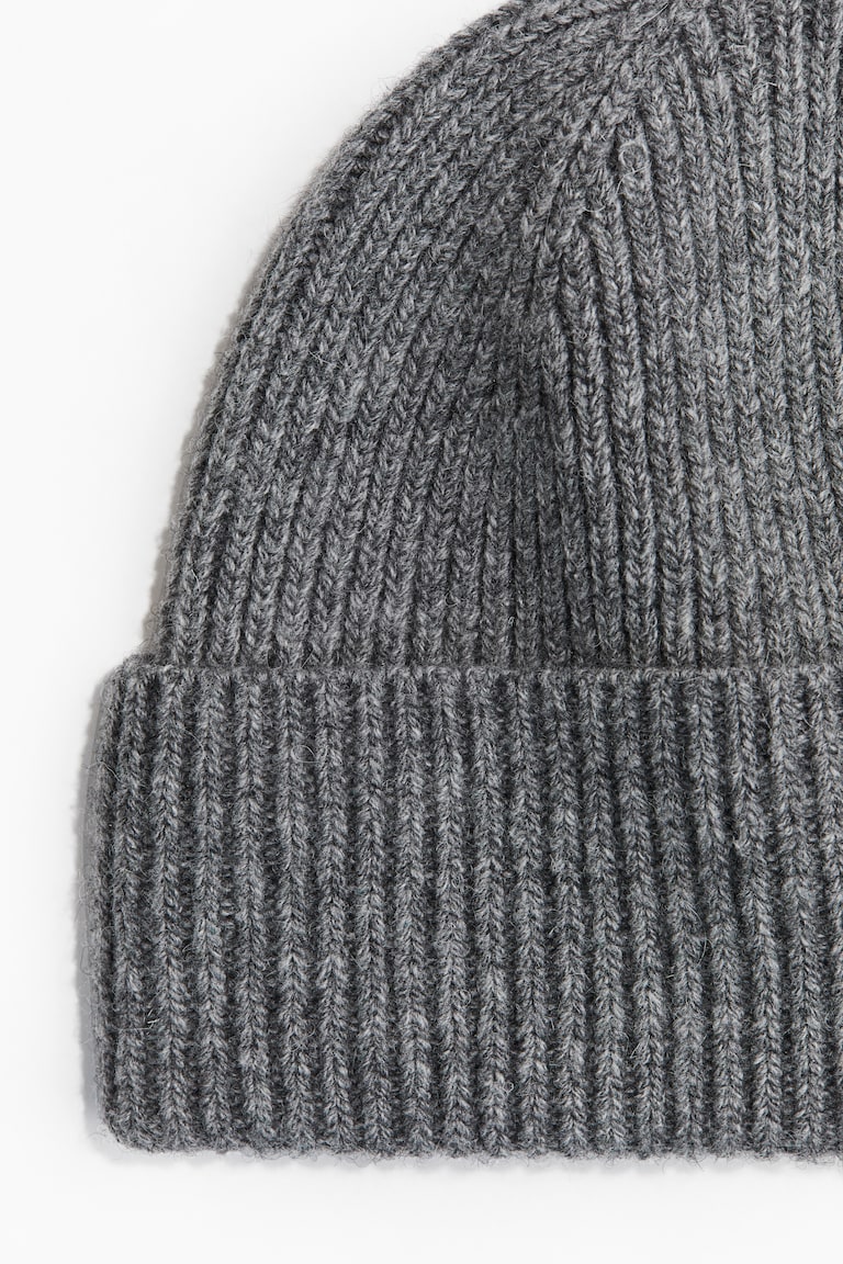 Men’s Dark grey marl Rib-knit wool-blend hat | H&M GB