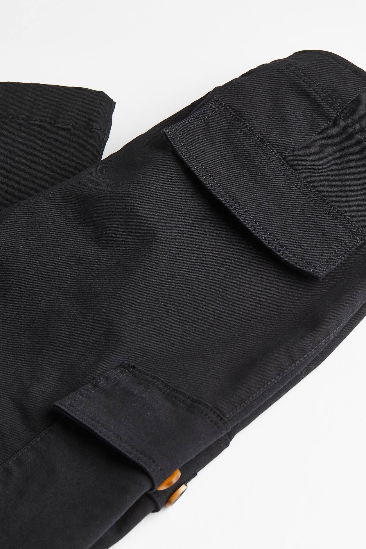 Women's Black Cotton twill cargo trousers | H&M GB
