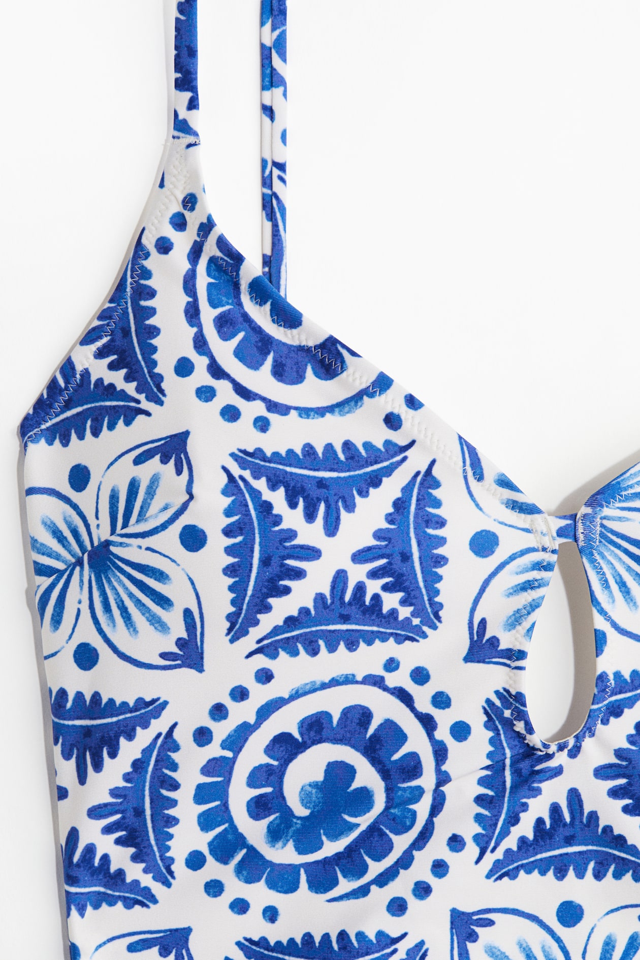 Padded-Cup Swimsuit - White/blue patterned - Ladies | H&M US