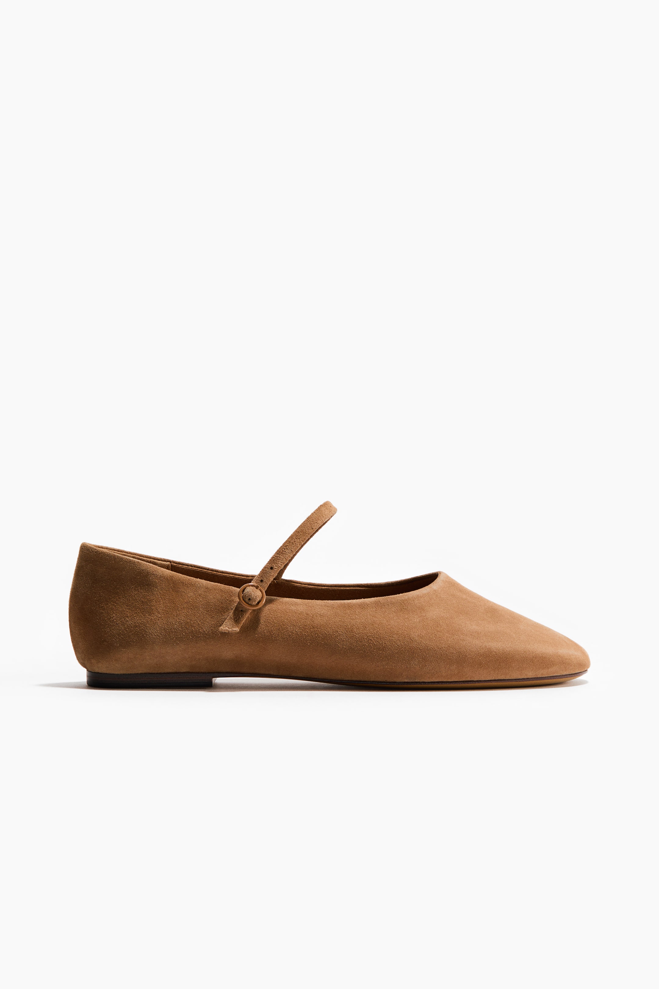 Ballerinaskor i Mary Jane-stil i mocka - Ljusbrun - DAM | H&M SE