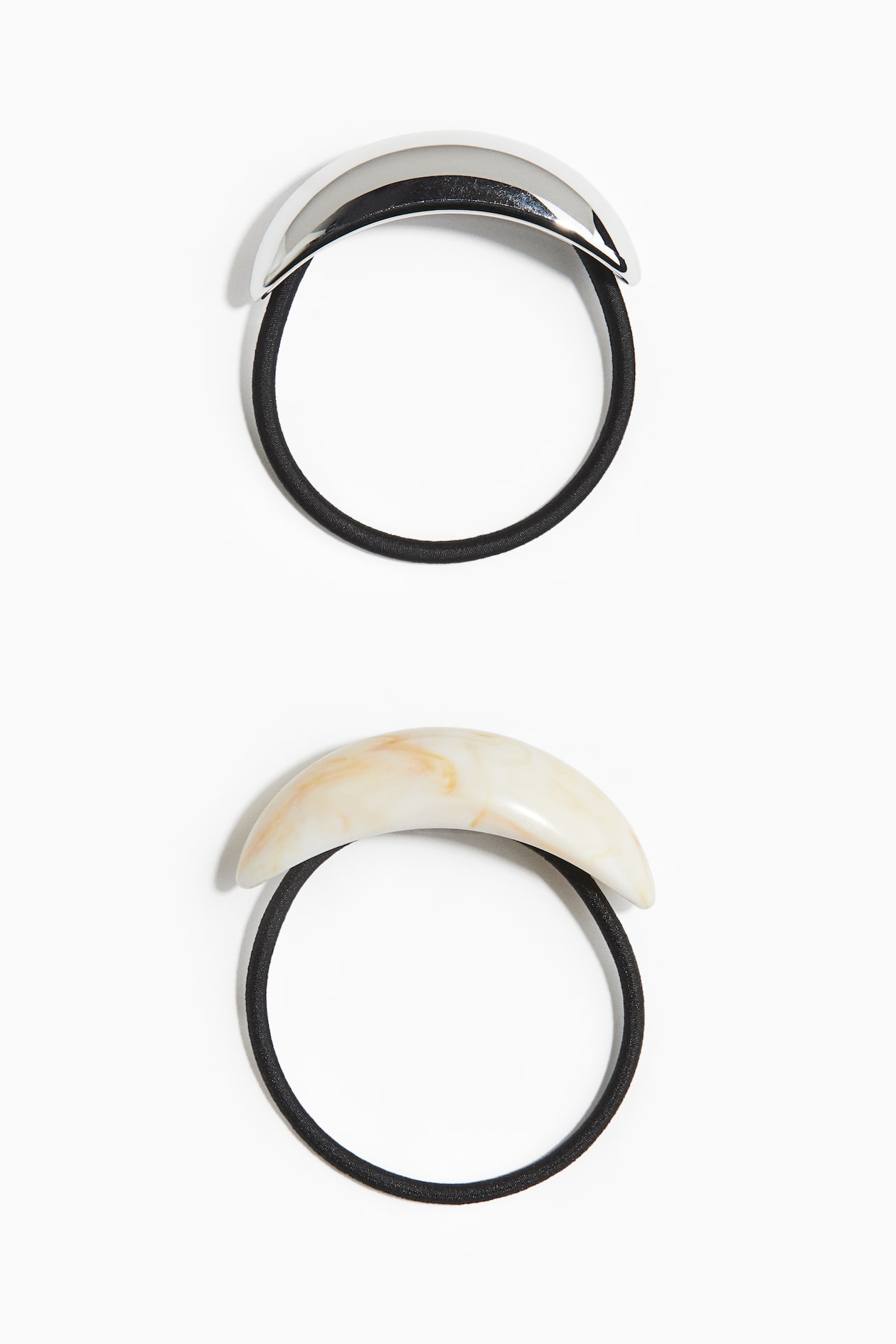 Women's Silver-colored/light beige 2-Pack Buckle-Detail Hair Elastics ...