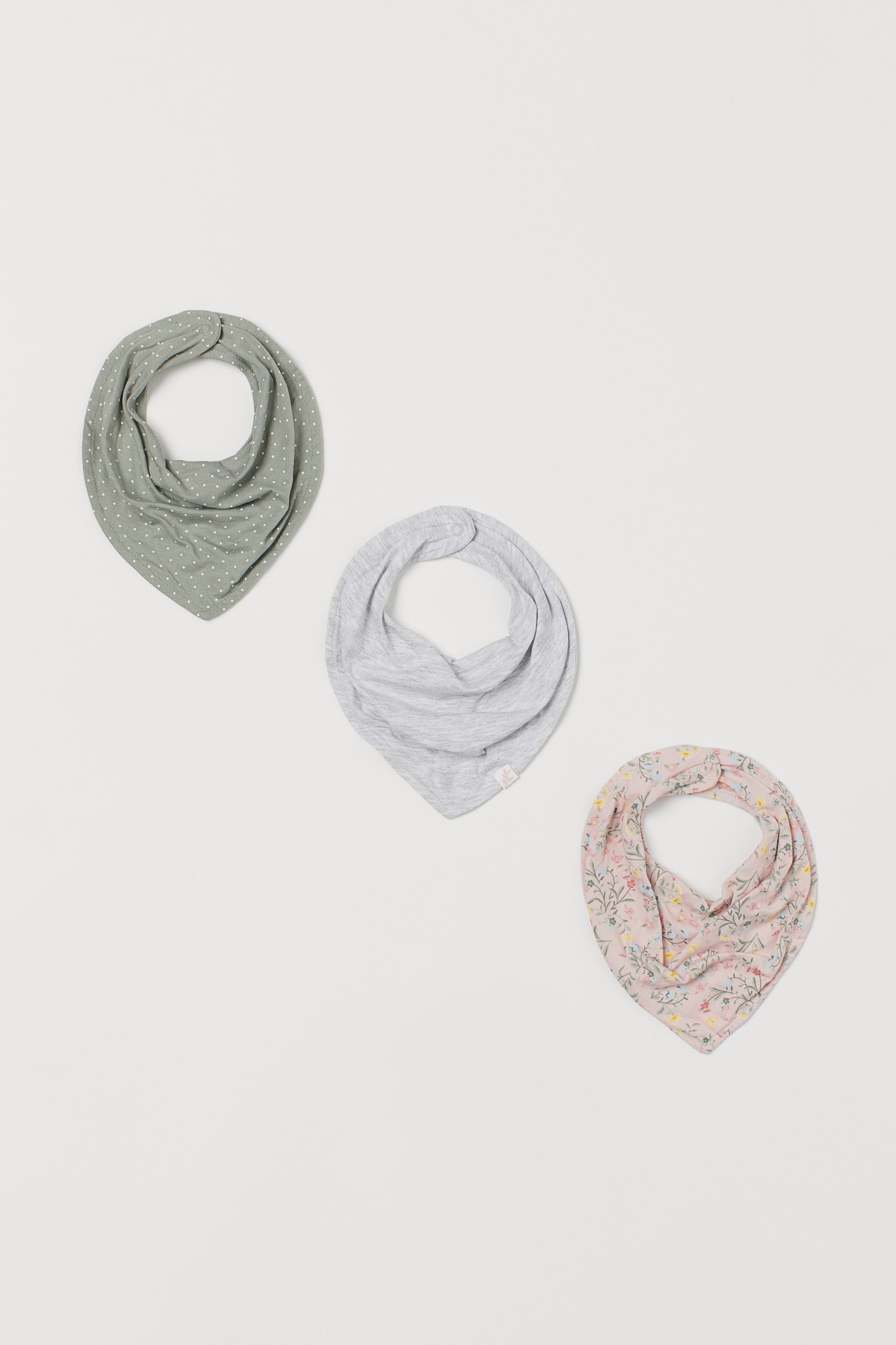 3-pack cotton triangle scarves - Powder pink/Floral - Kids | H&M HK