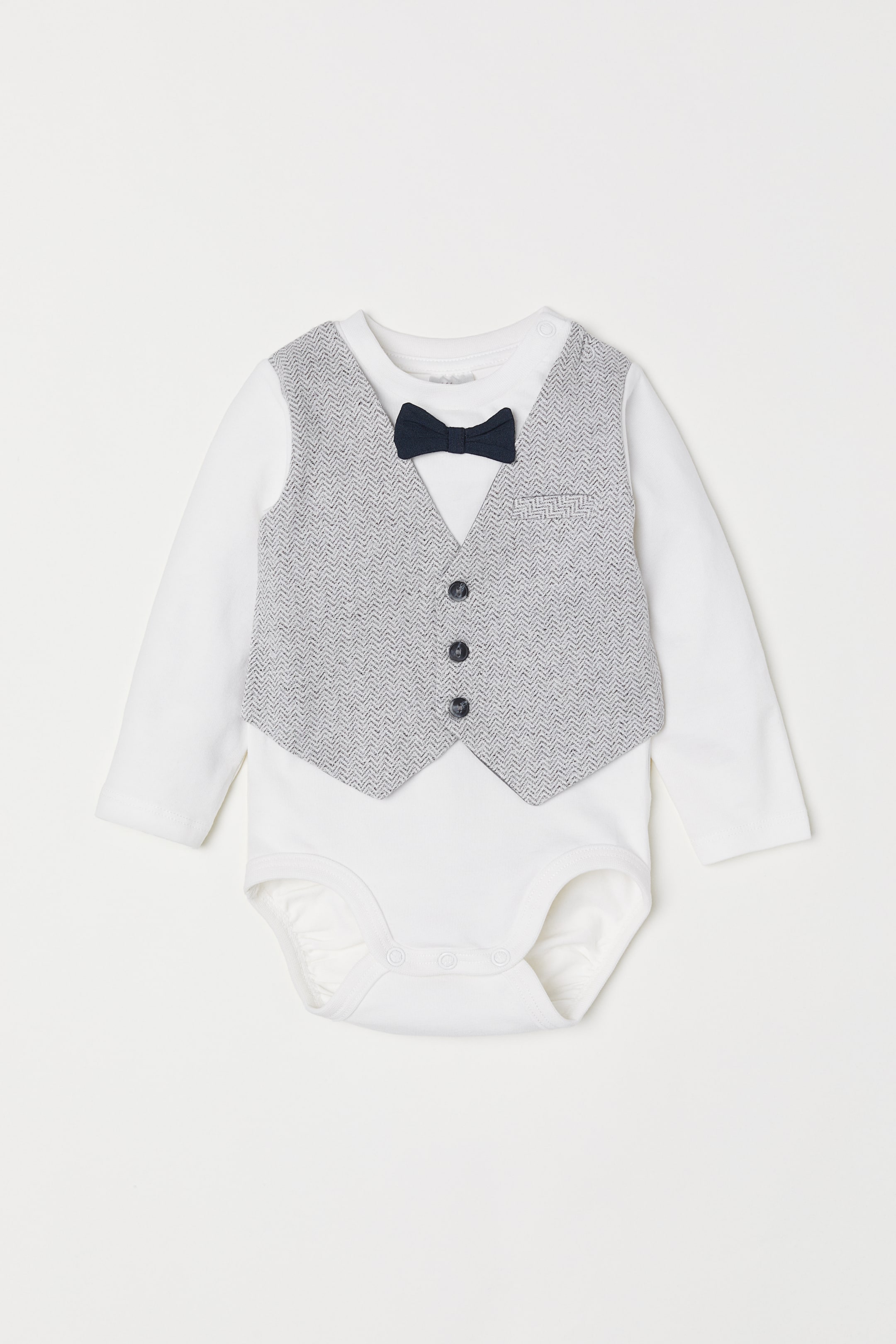 Body mit Weste - Weiß/Grau - Kids | H&M DE