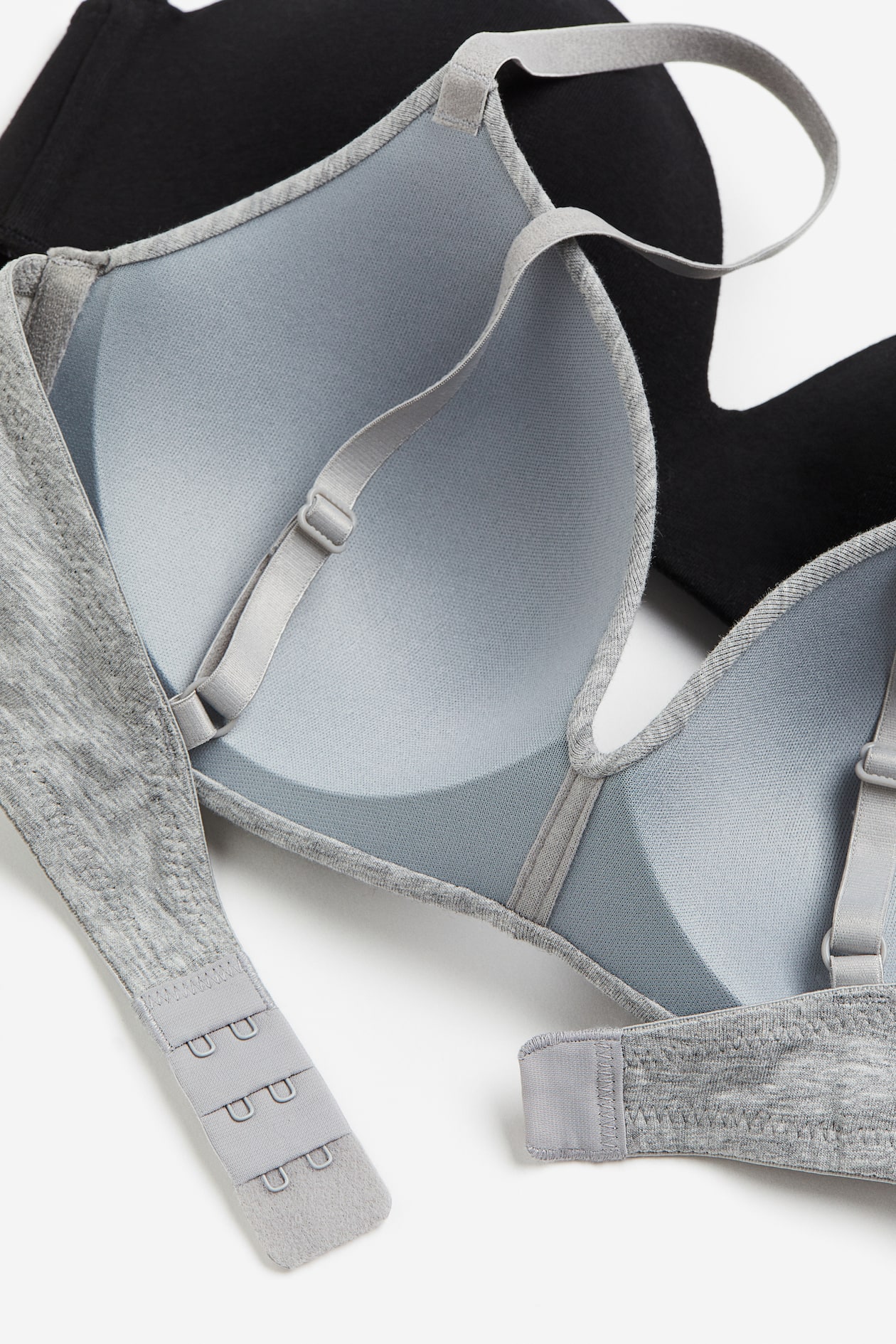 2-pack Padded Cotton Bras - Light gray melange/black - Ladies | H&M US