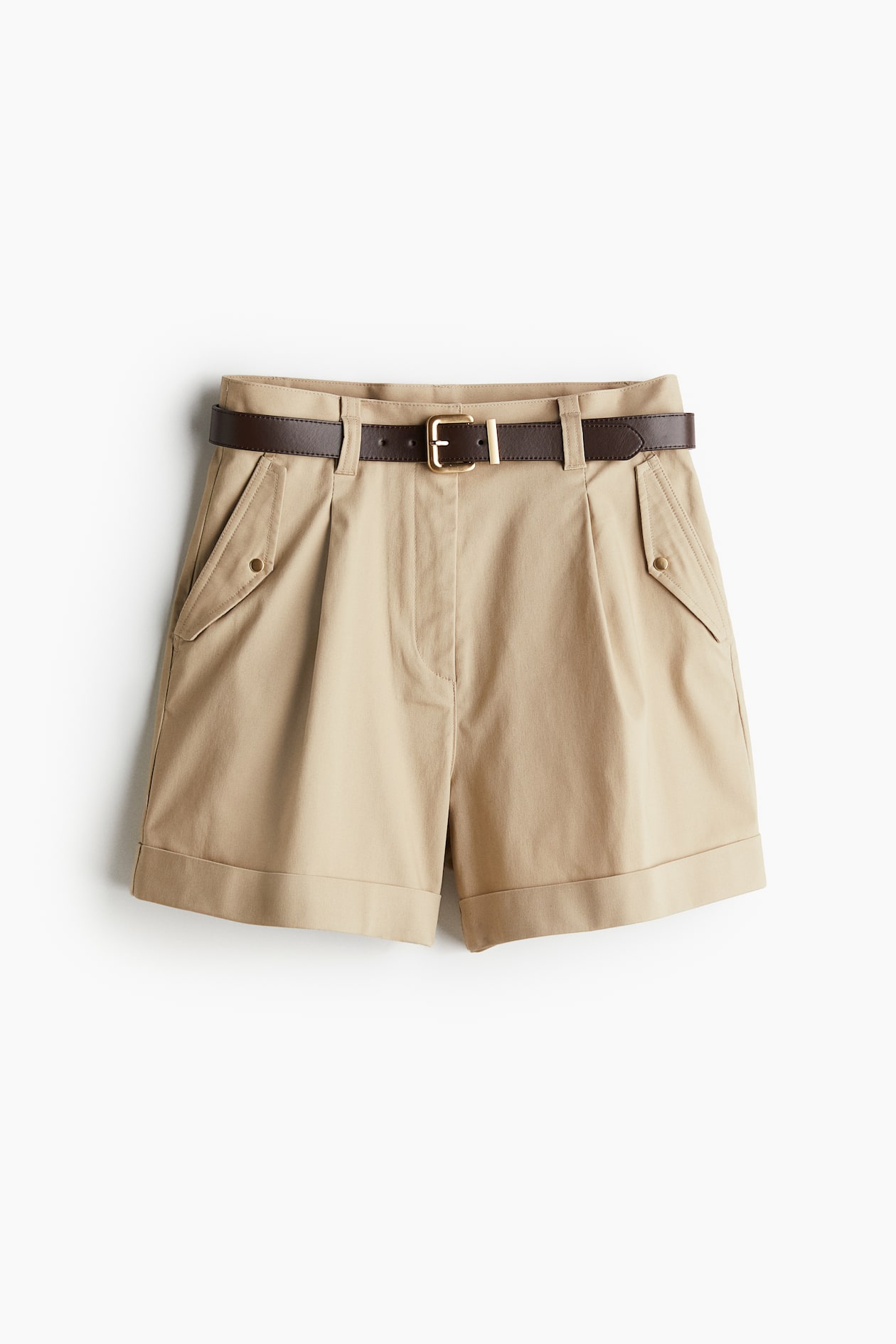 Belted cargo shorts - Beige - Ladies | H&M GB