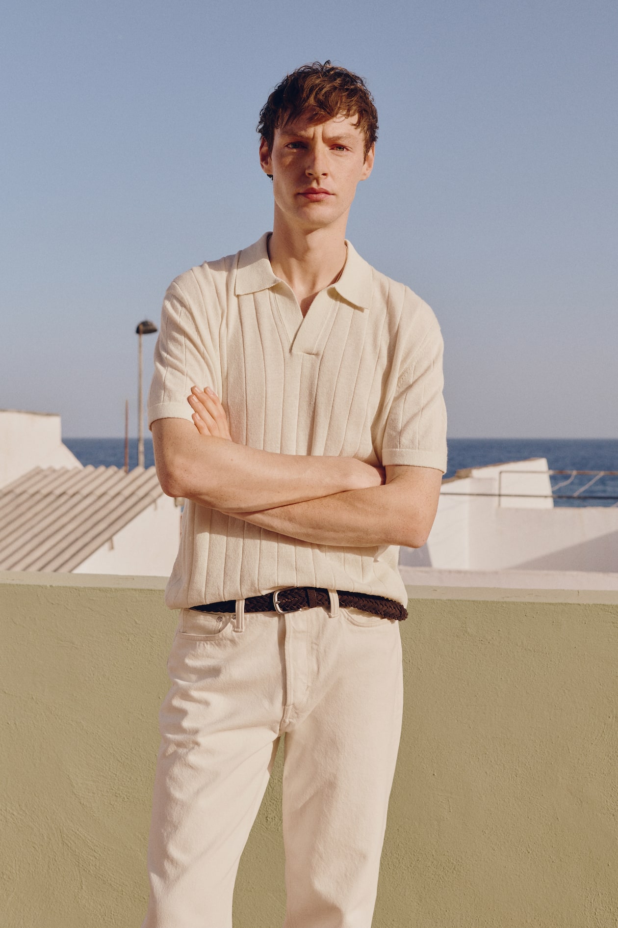 Playera polo Regular Fit en mezcla de lino - Crema - Men | H&M MX