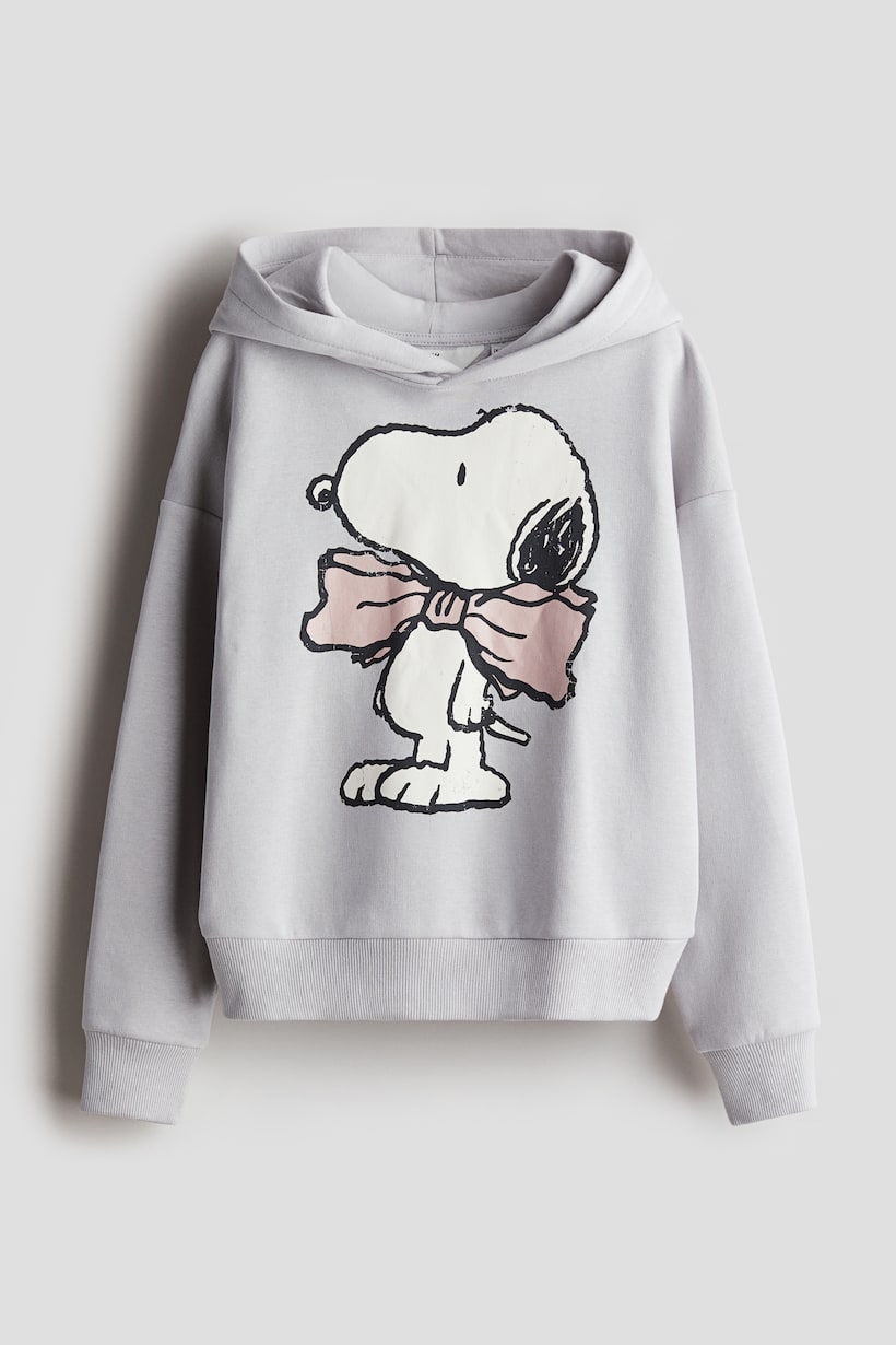 Oversized Printed Hoodie - Light gray/Snoopy - Kids | H&M US