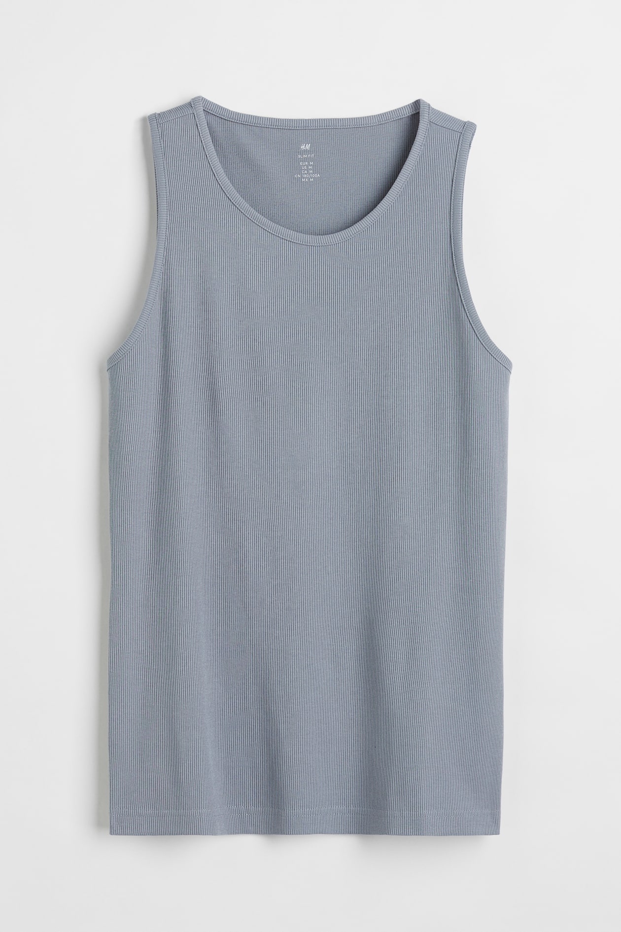 Men’s Steel grey Slim Fit Ribbed vest top | H&M IN