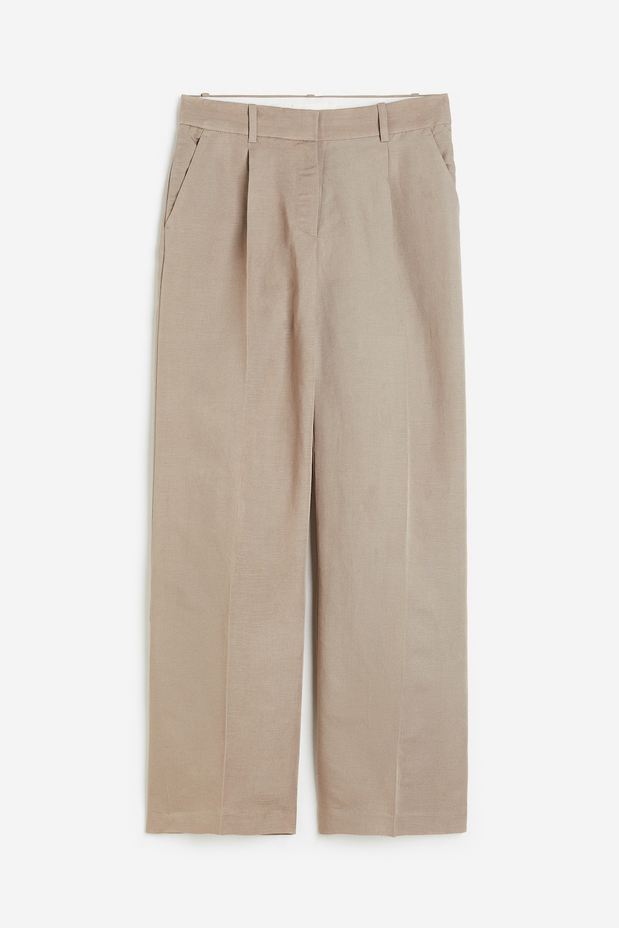 Wide linen-blend trousers - Greige - Ladies | H&M GB