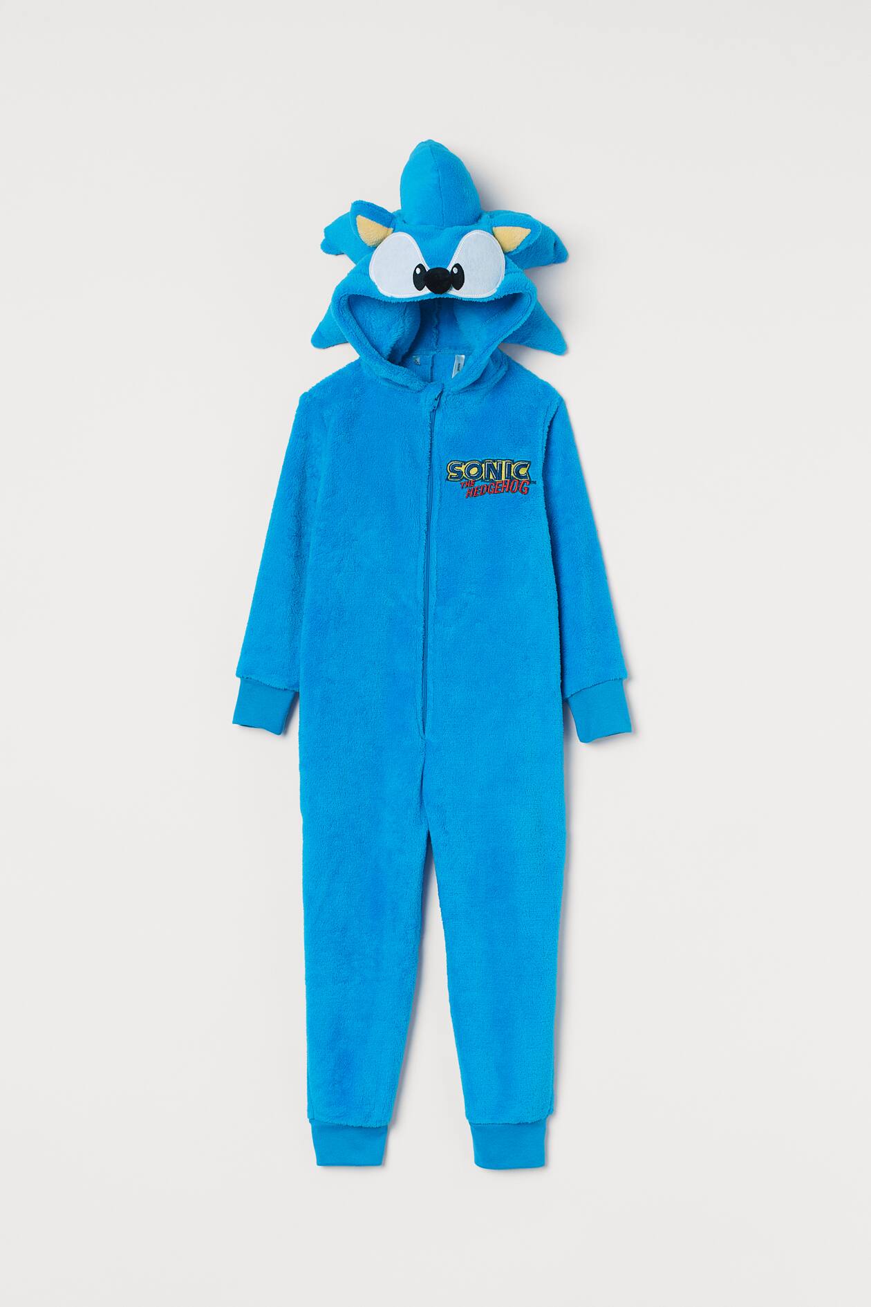 Disfraz en tejido peluche - Manga larga - Largo - Azul vivo/Sonic el ...