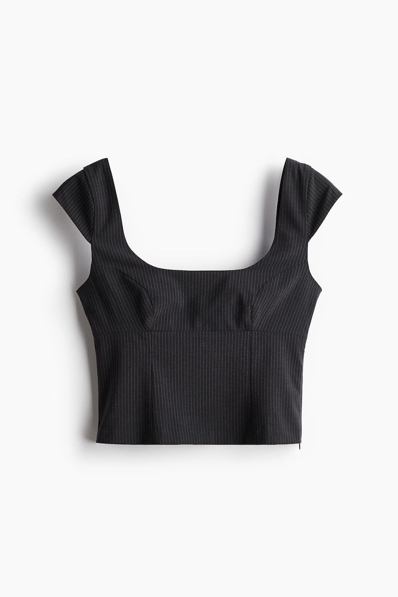 Top con mangas japonesas - Gris oscuro/Franjas estrechas - Ladies | H&M MX