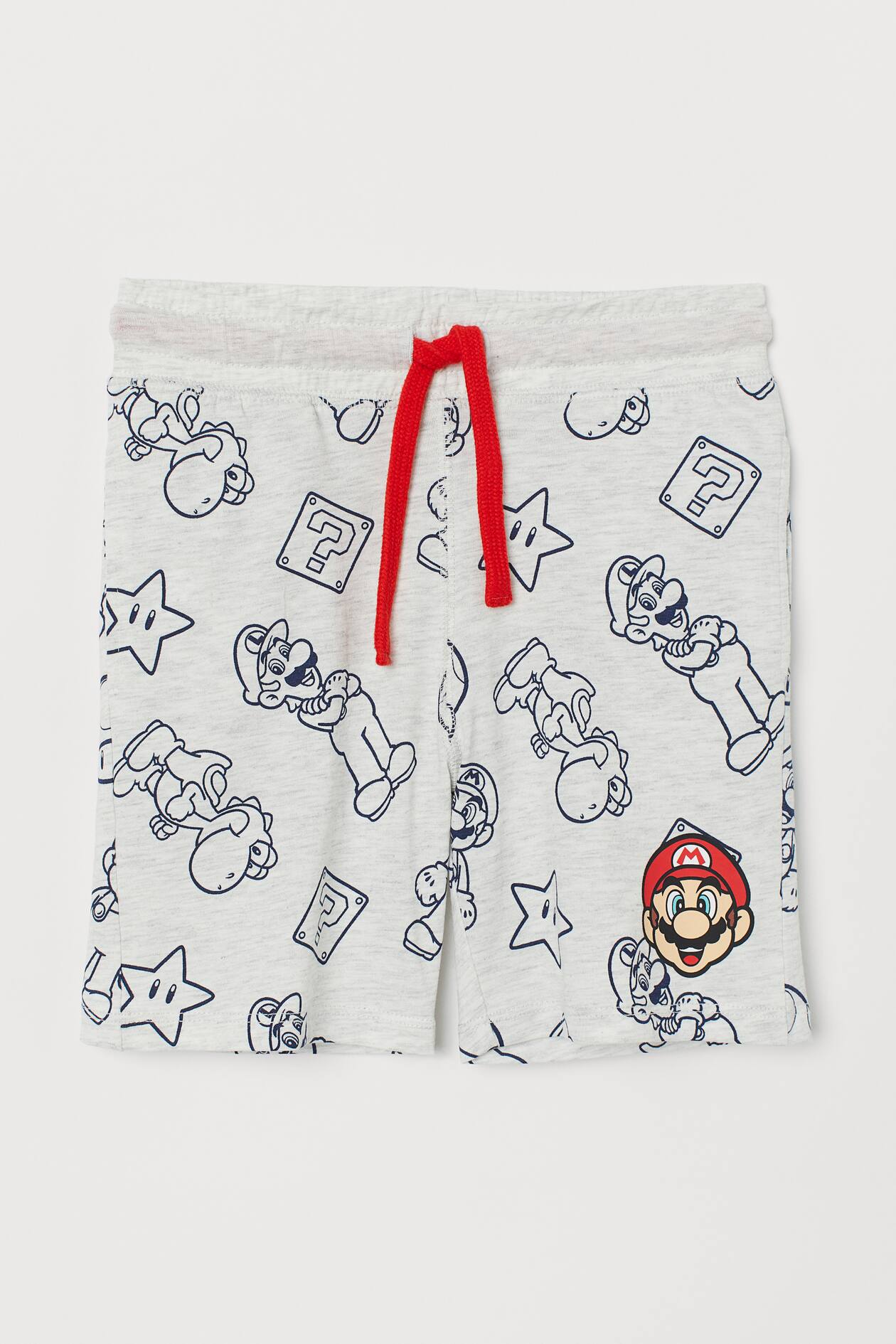 Printed Shorts - Light gray melange/Super Mario - Kids | H&M US
