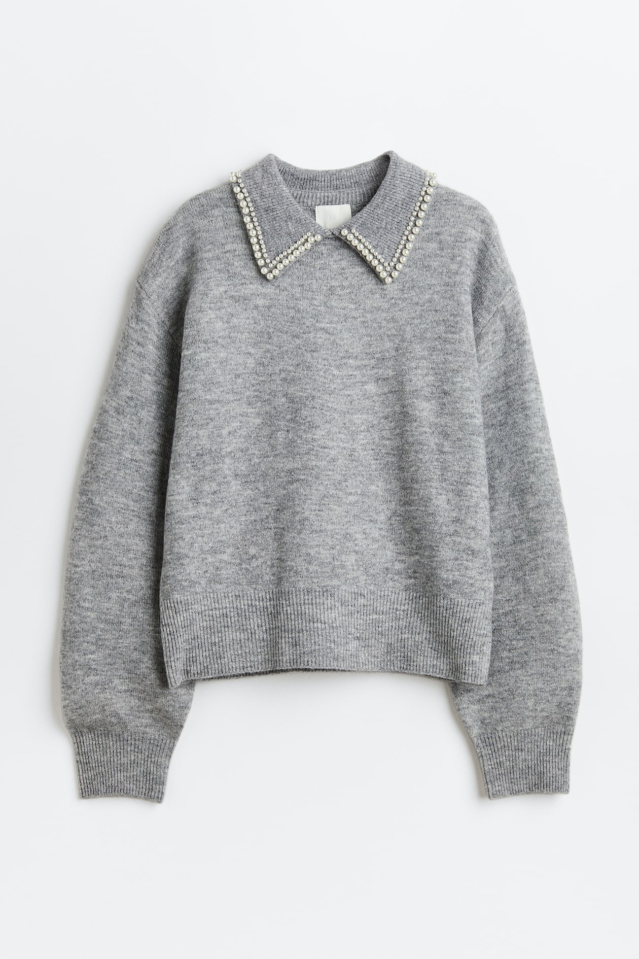 Pullover mit Perlen - Hellgraumeliert/Perlen - Ladies | H&M DE