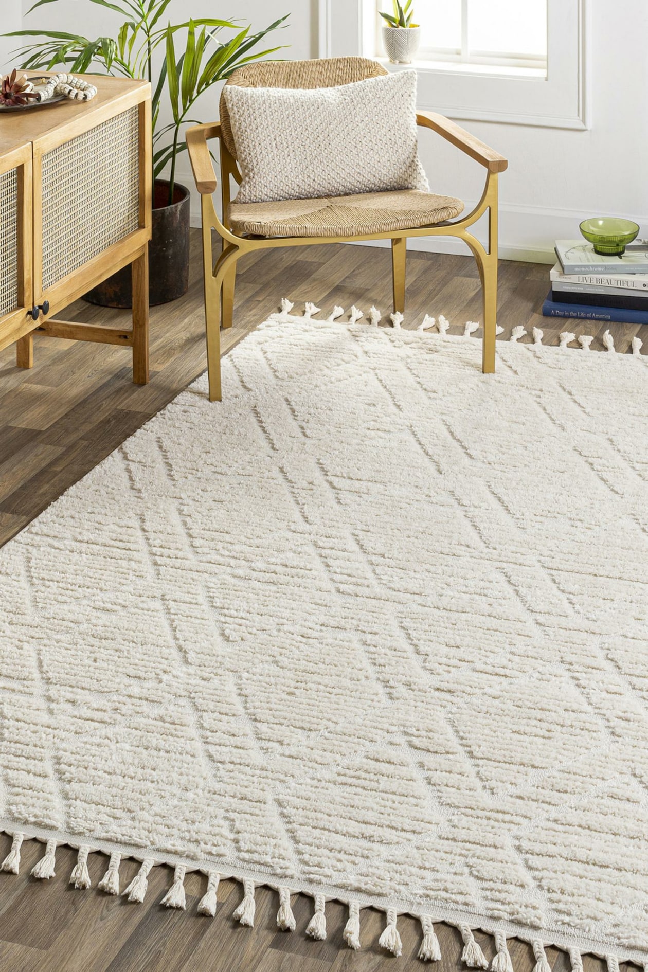 Berber Geometric High Pile Area Rug - Neutral - Livabliss - Home All ...