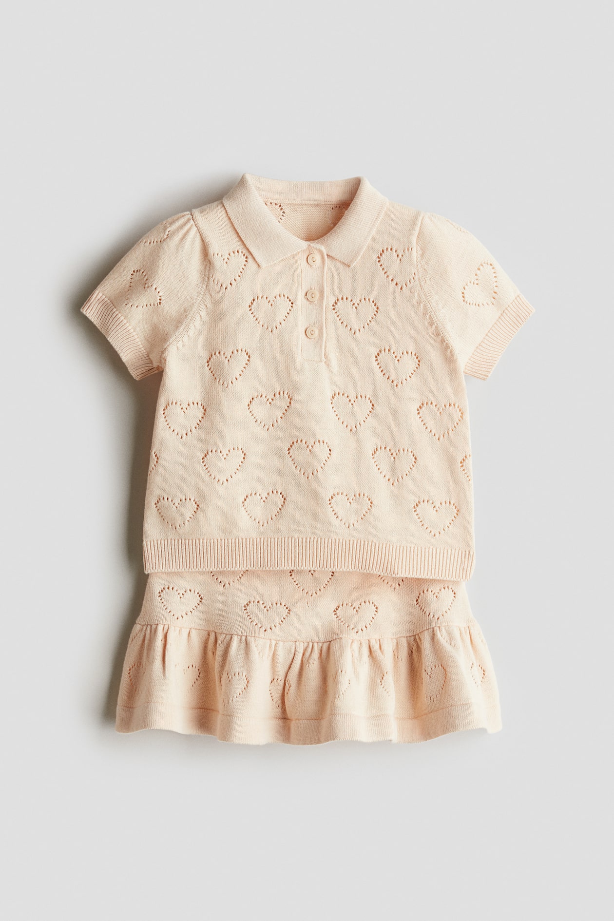 2-piece Pattern-Knit Set - Peach - Kids | H&M US