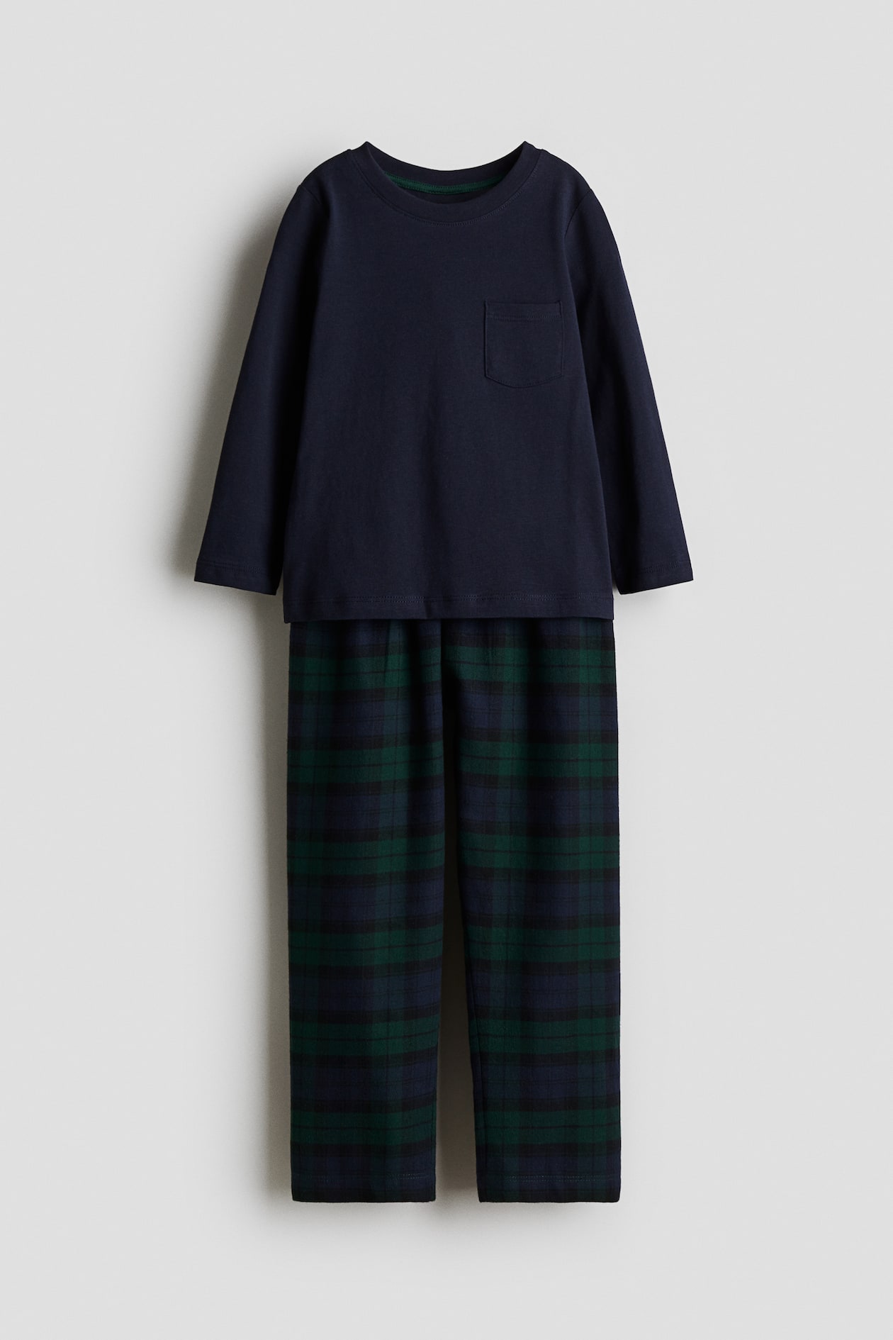 Cotton pyjamas - Navy blue/Checked - Kids | H&M IN