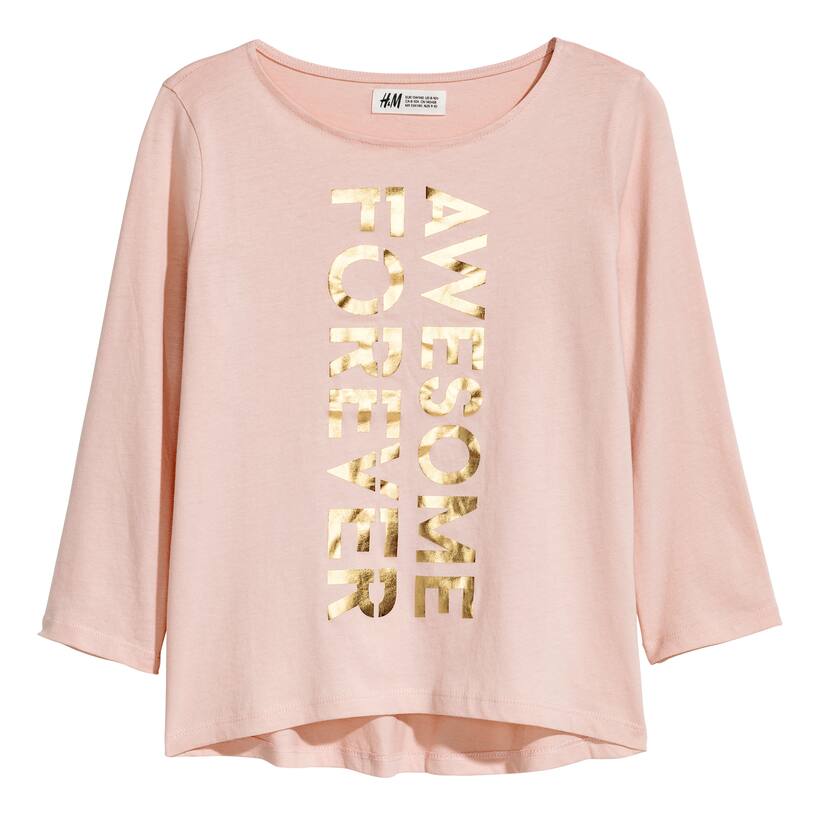 Jersey Top with Printed Design - Powder pink/Forever Awesome - Kids | H ...