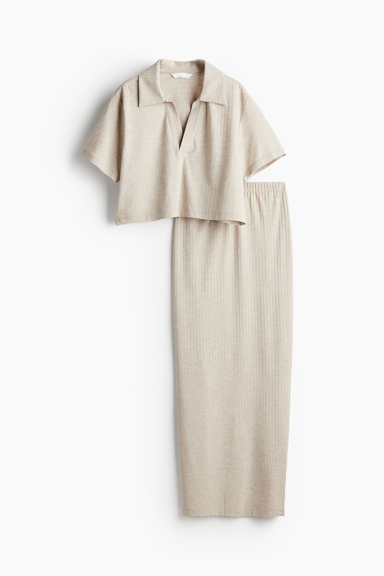 MAMA 2-piece Ribbed Set - Beige melange - Ladies | H&M US