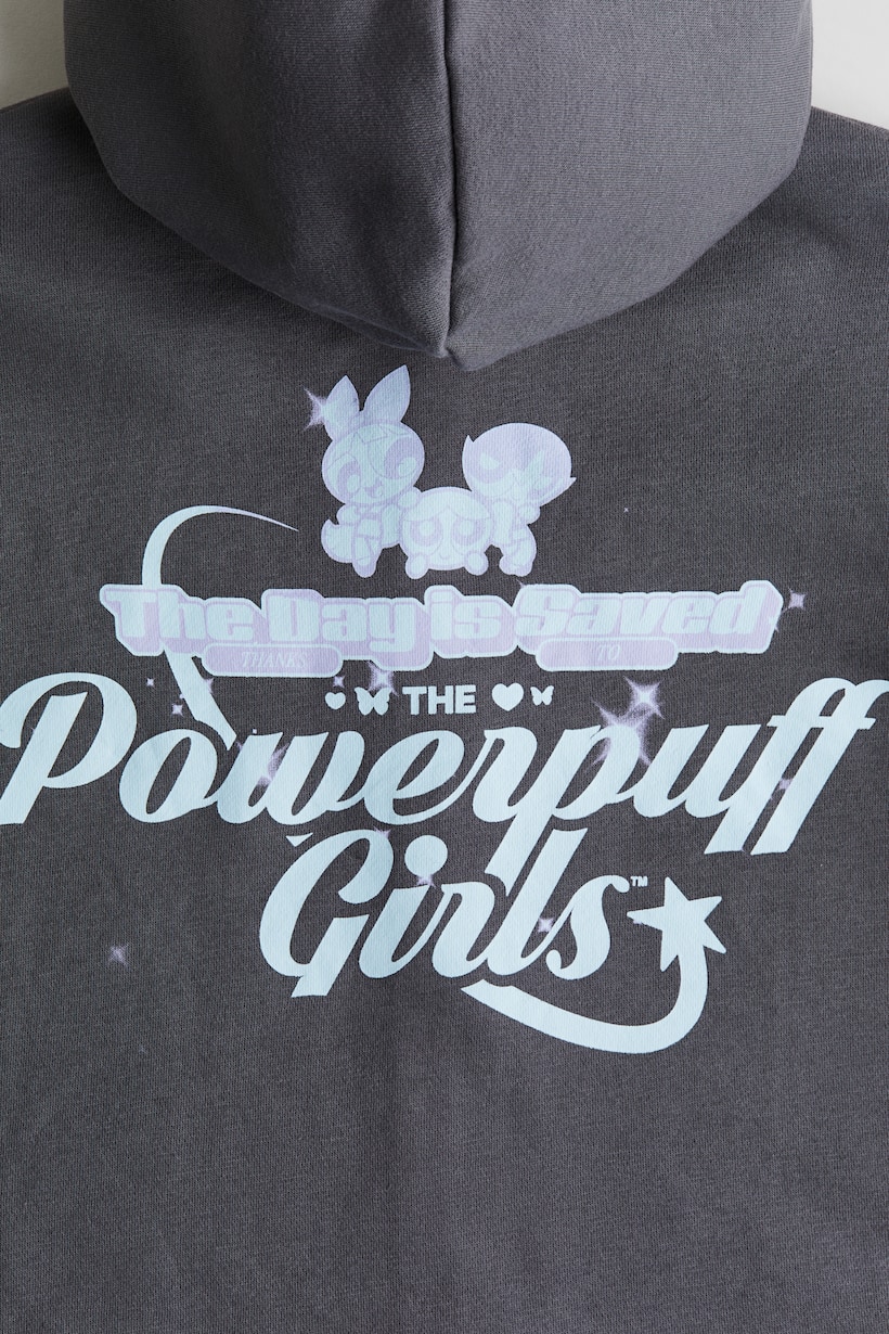 Cropped print-detail hoodie - Grey/The Powerpuff Girls - Kids | H&M GB
