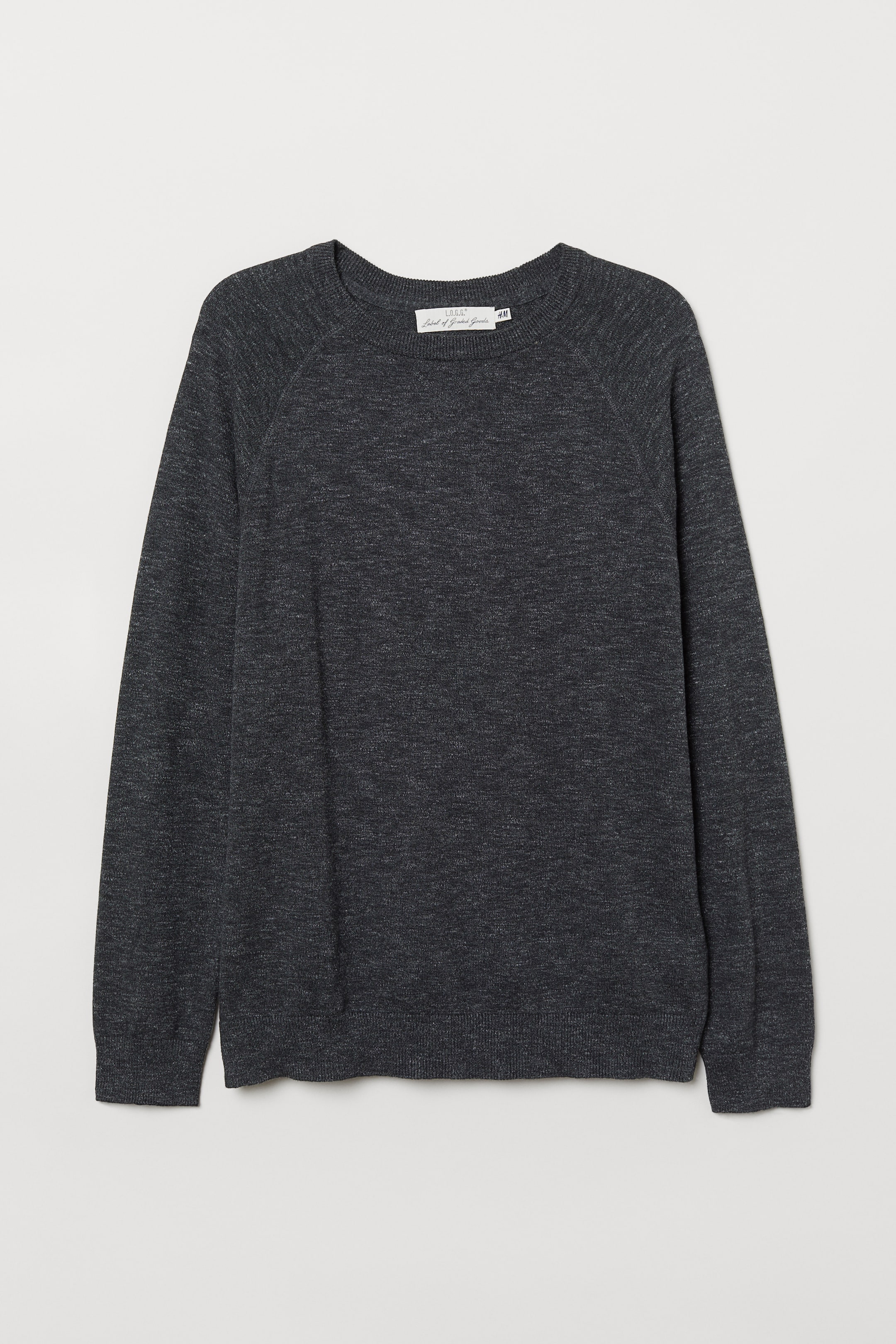 Cotton Raglan-sleeved Sweater - Black melange - Men | H&M US