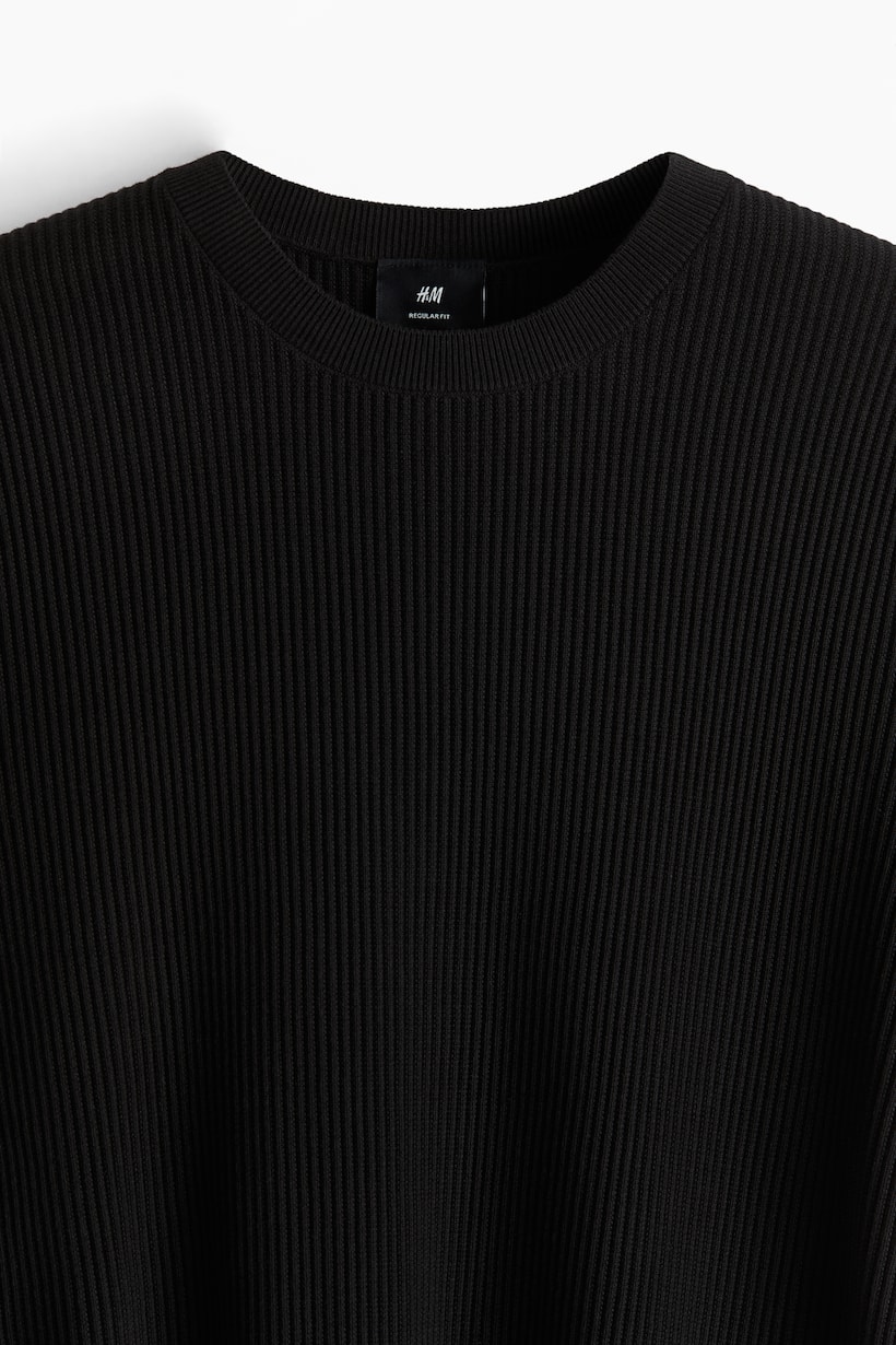 Regular Fit Rib-Knit T-shirt - Black - Men | H&M US