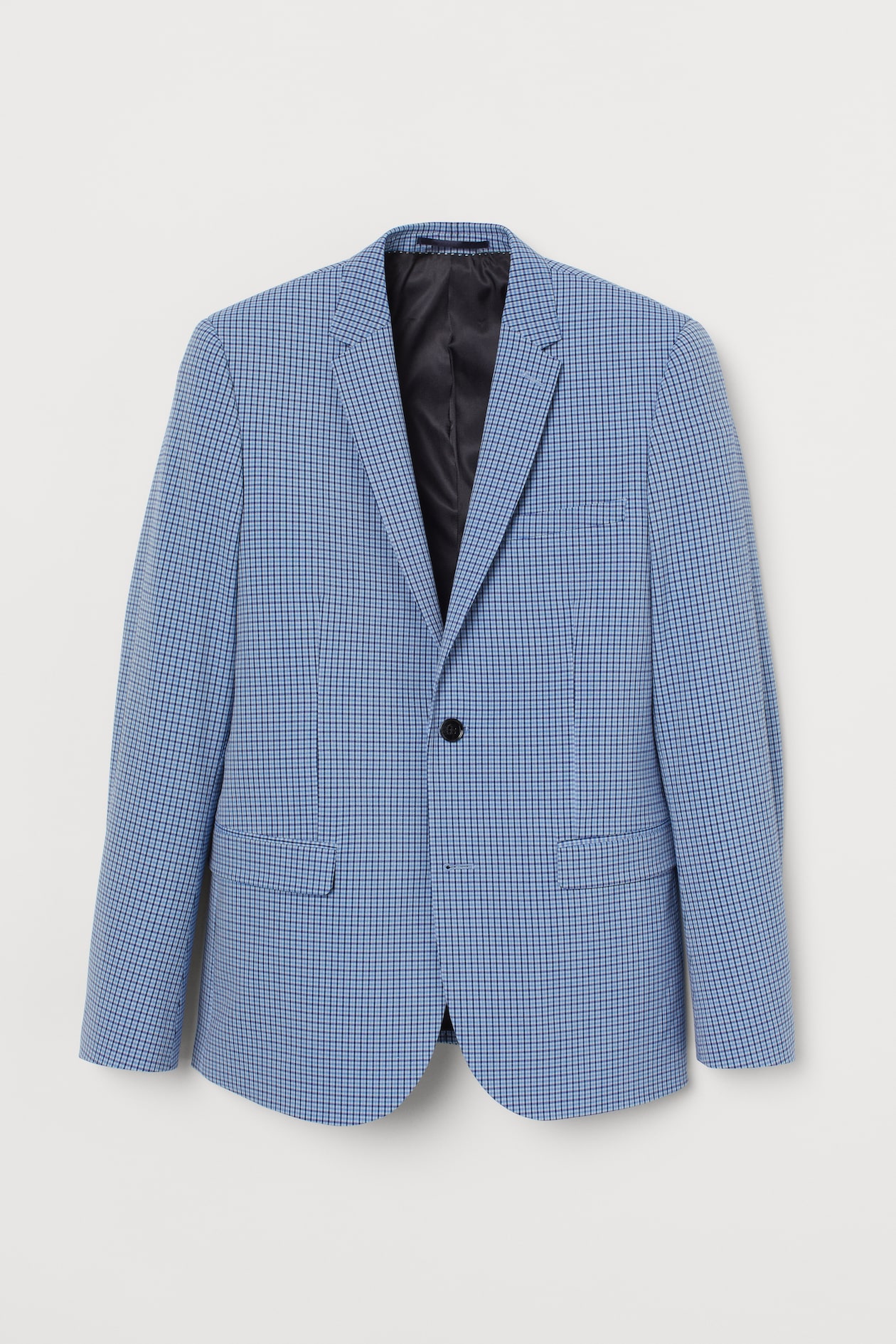 Skinny Fit Check Jacket - Light blue/Checked - Men | H&M AU