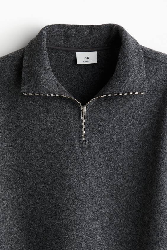 Regular Fit Half-zip Mock Turtleneck Sweater - Dark gray - Men | H&M US