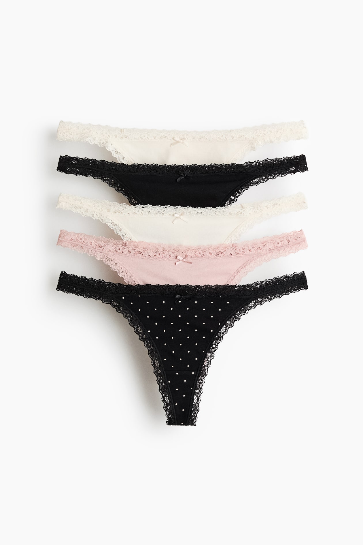 5-pack tangatruse i bomull med string - Sort/Prikker - Ladies | H&M NO