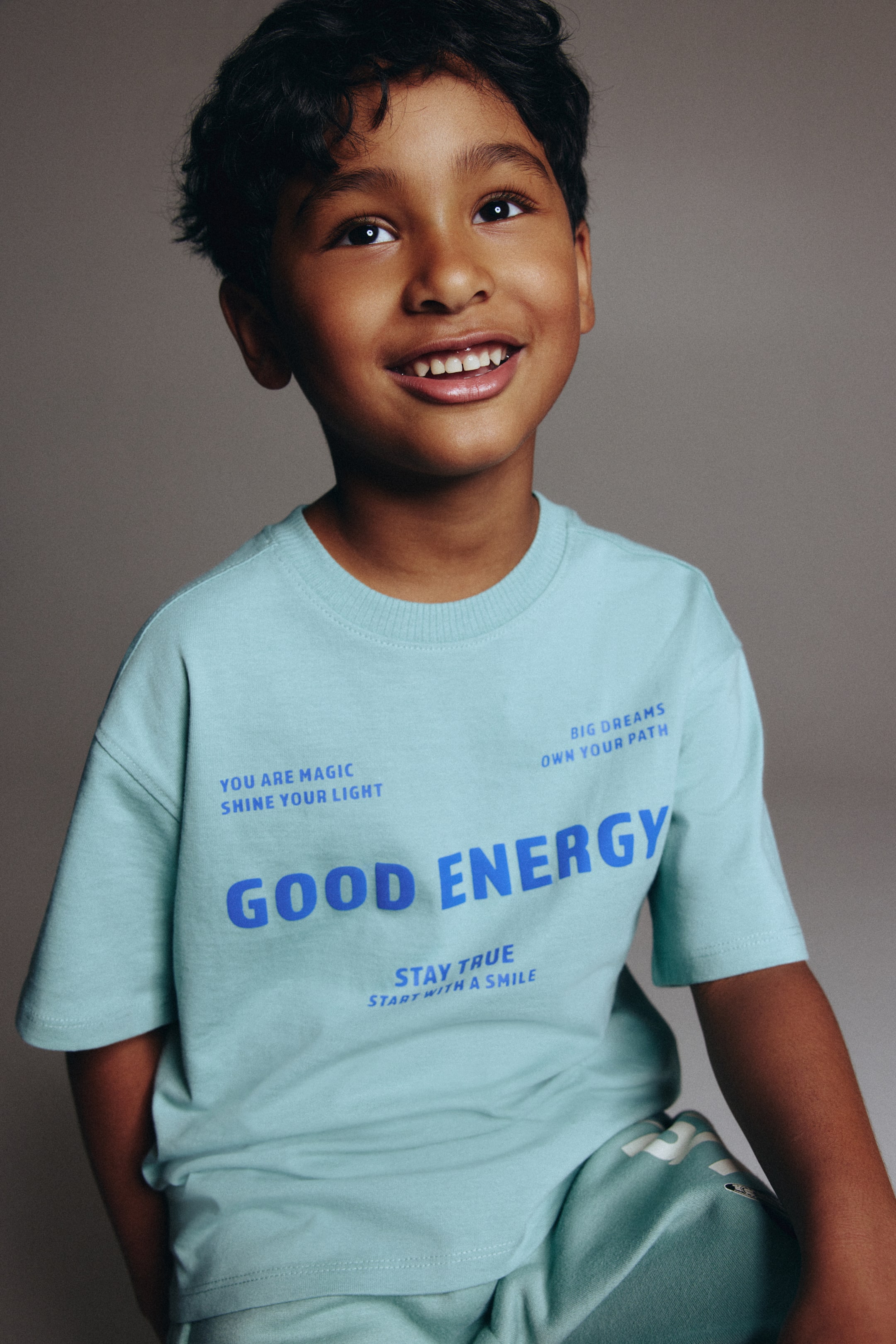 Printed T-shirt - Dusty turquoise/Energy - Kids | H&M HK