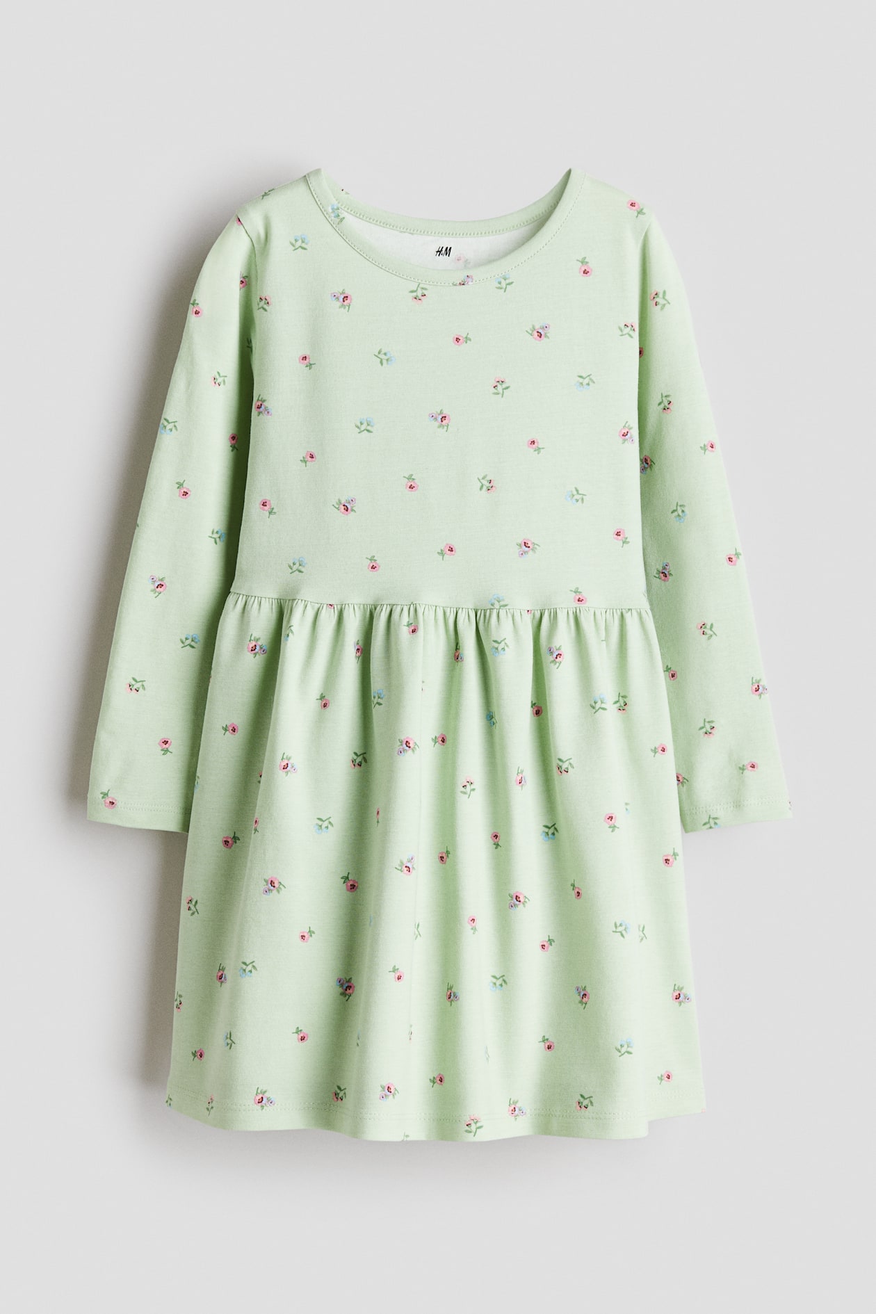 Vestido em algodão estampado - Verde claro/Floral - CRIANÇA | H&M PT