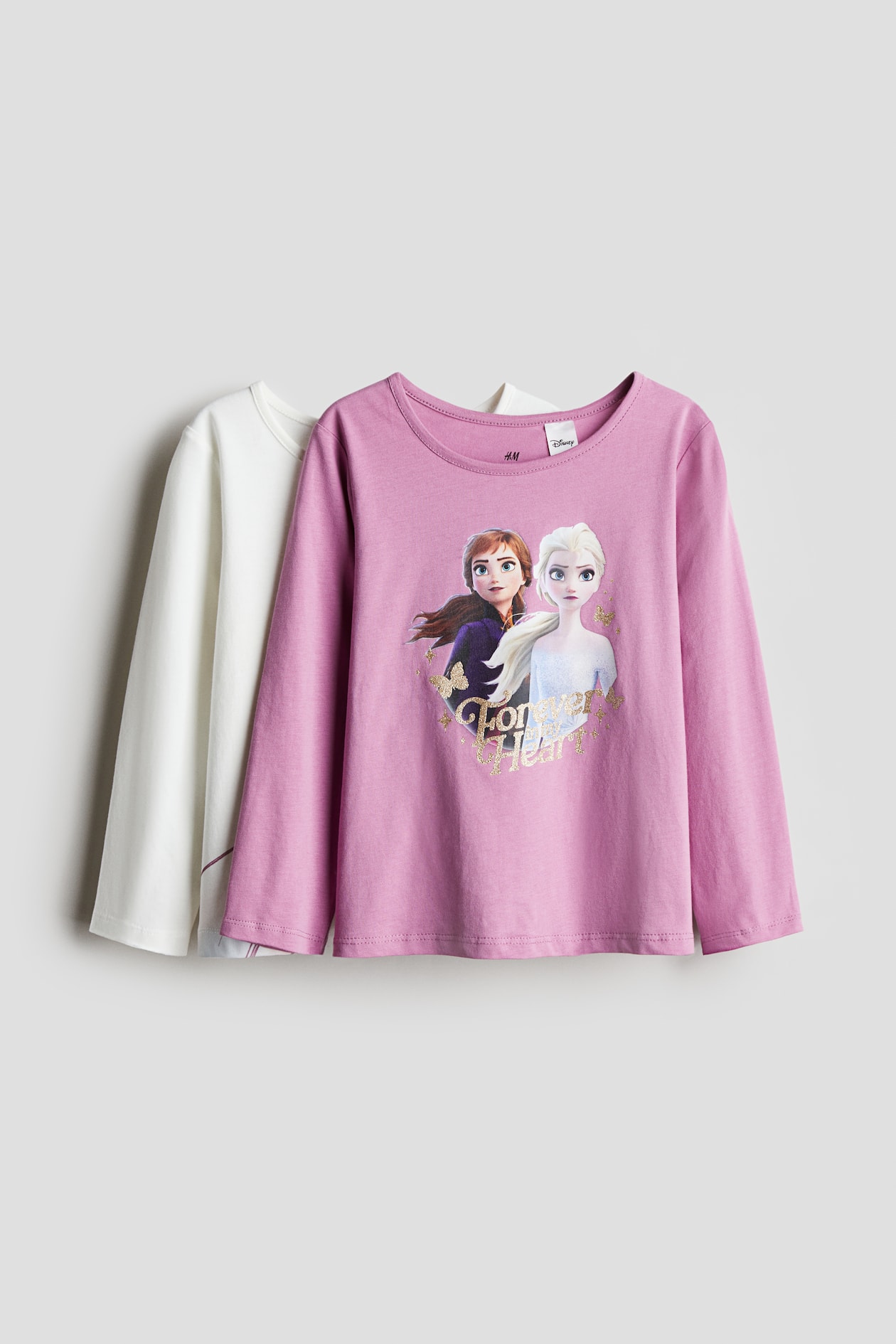 Pink/Frozen 2-pack Long-sleeved Jersey Tops for kids | H&M US