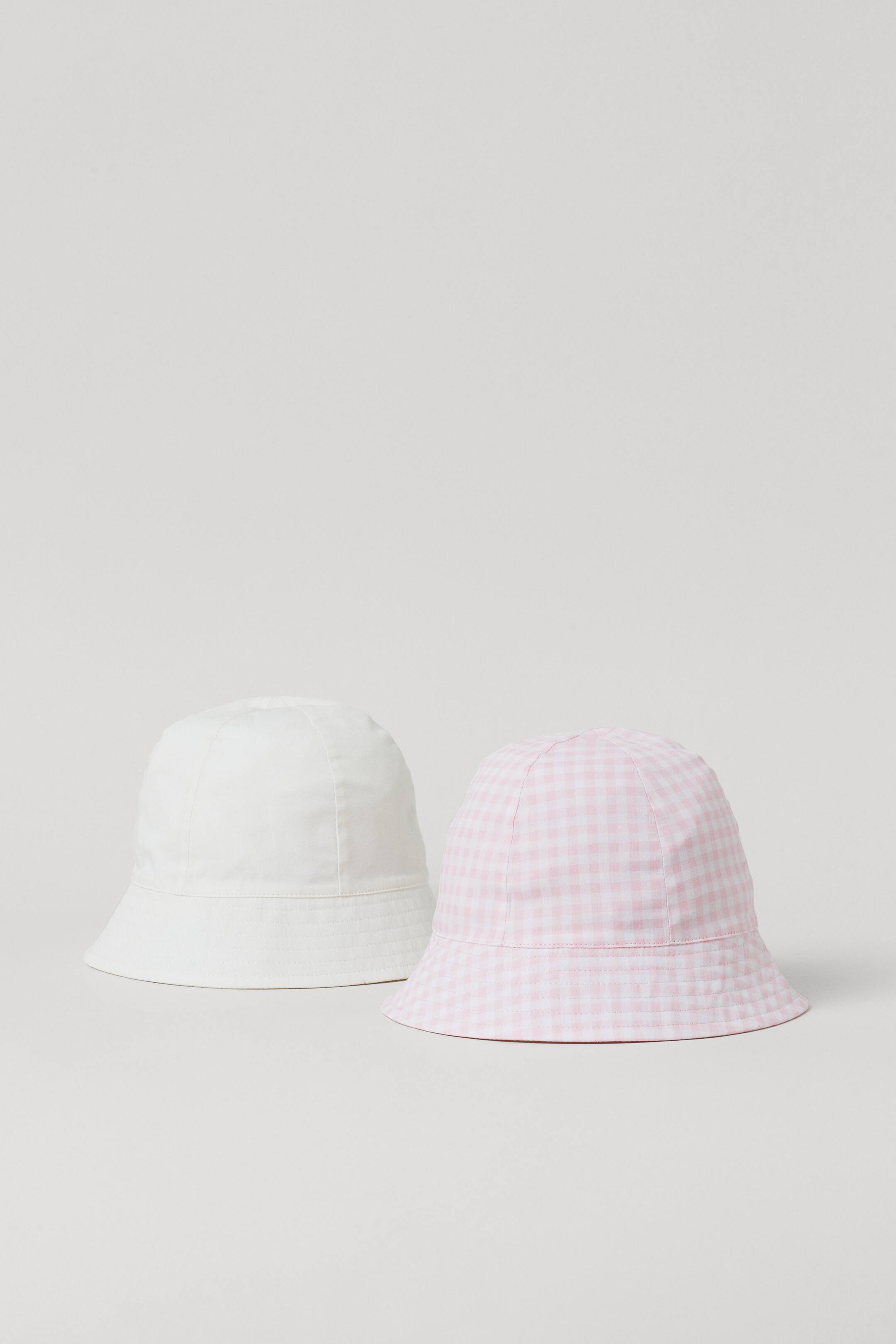 2-pack Cotton Sun Hats - Light pink/gingham checked - Kids | H&M US