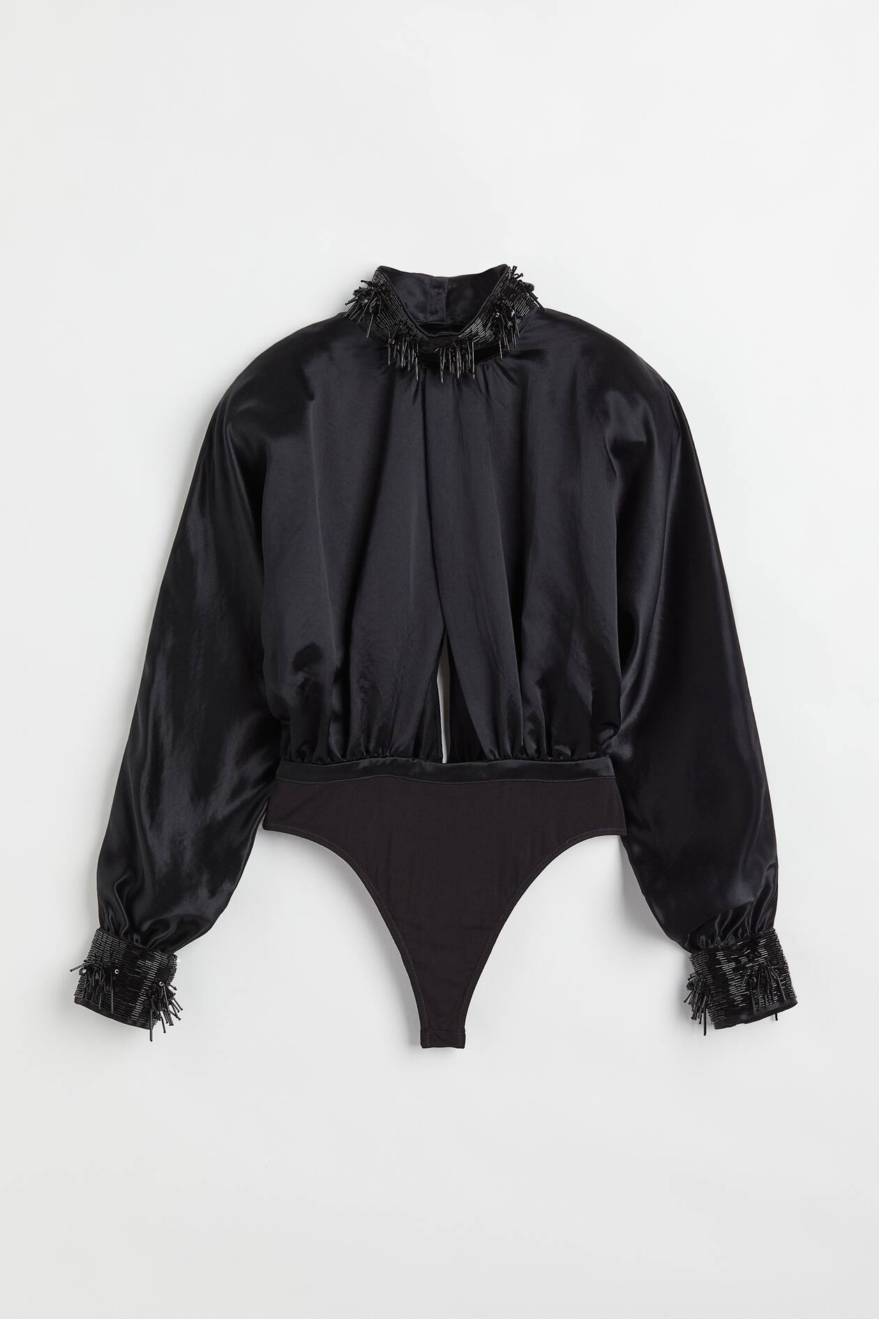 Bodybluse mit Strass - Schwarz - DAMEN | H&M CH