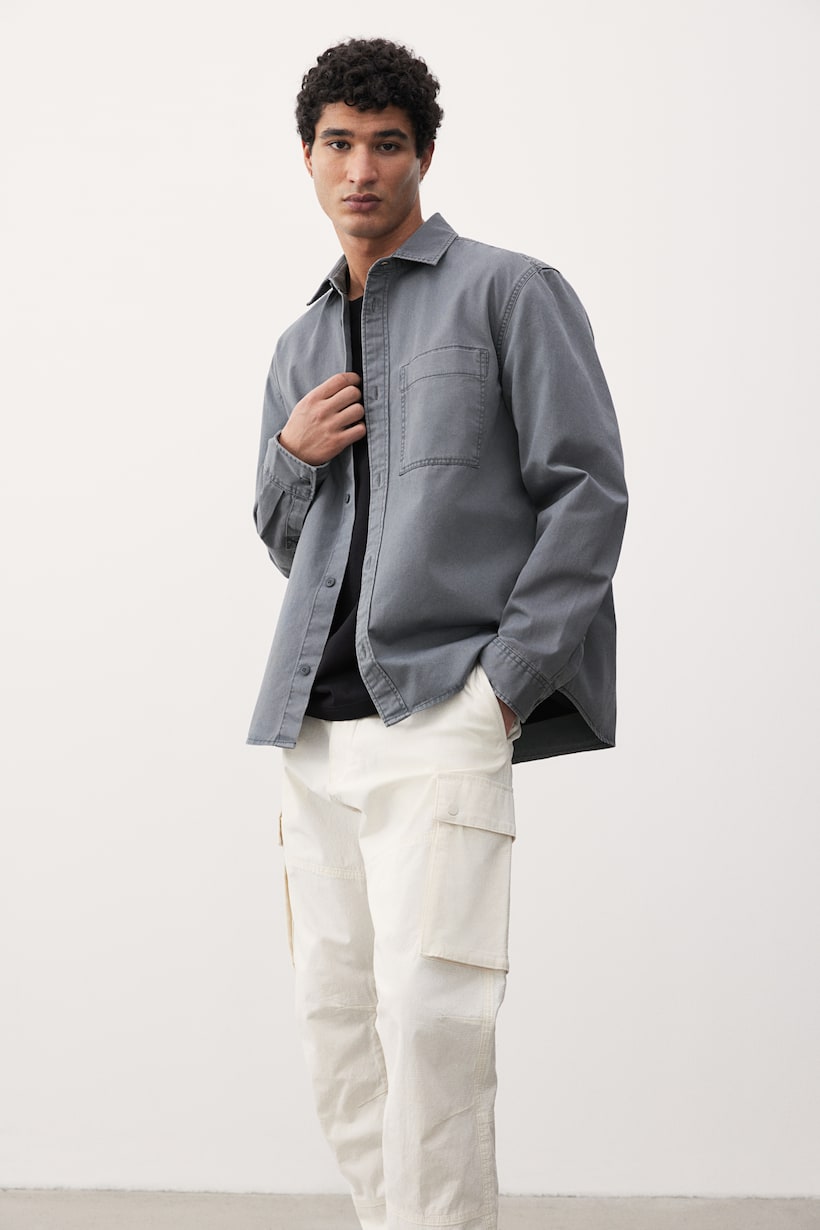 Regular-Fit Twill Overshirt - Dark gray - Men | H&M US