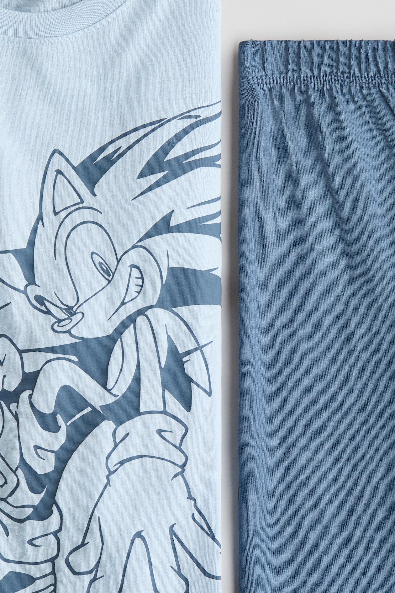 Printed cotton jersey pyjamas - Blue/Sonic the Hedgehog - Kids | H&M MY