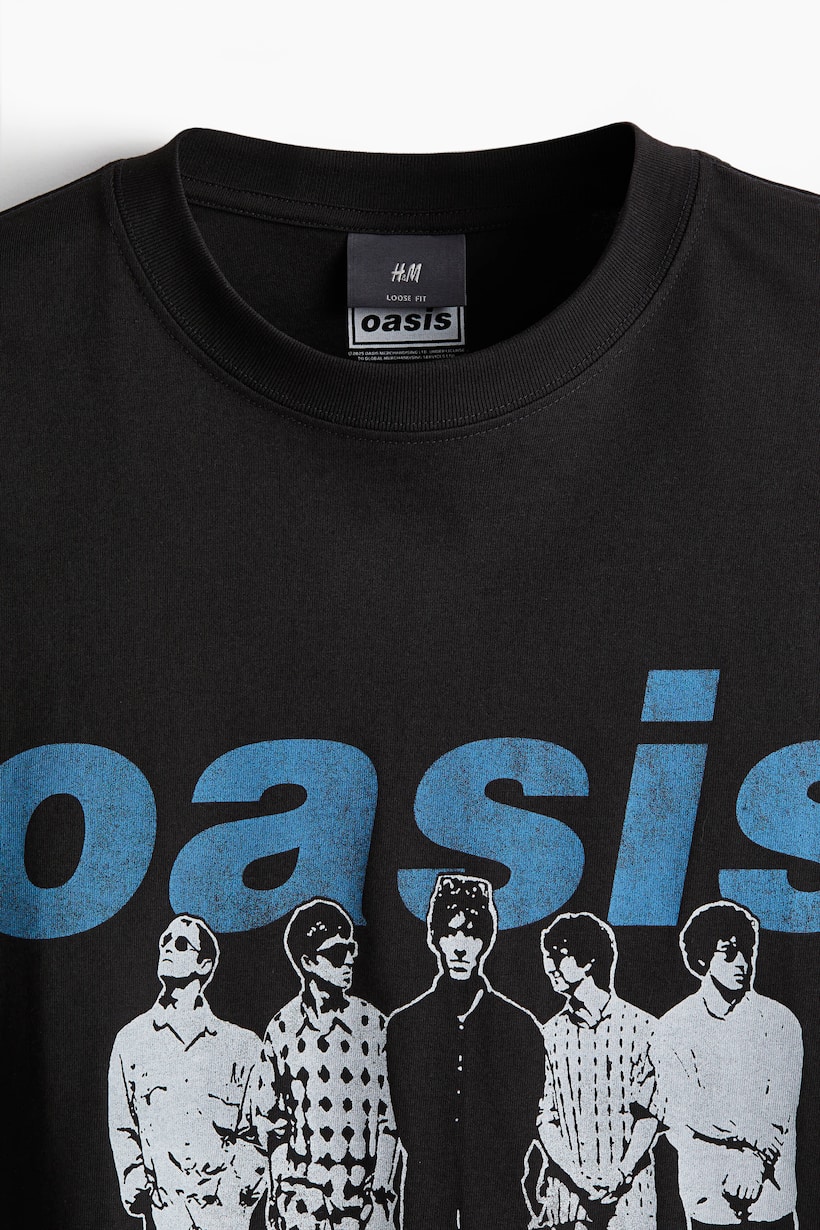 Loose Fit Printed T-shirt - Black/Oasis - Men | H&M IN