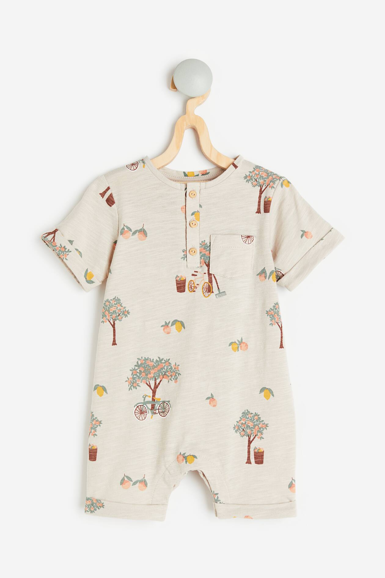 Barboteuse en coton - Beige chiné/pêches - ENFANT | H&M FR