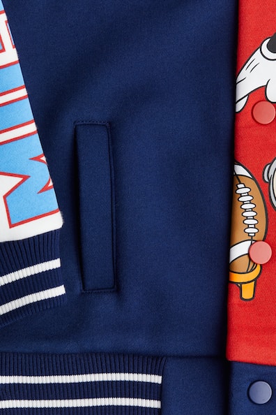 Oversized Printed Baseball Jacket - Dark blue/Mickey Mouse - Kids | H&M US