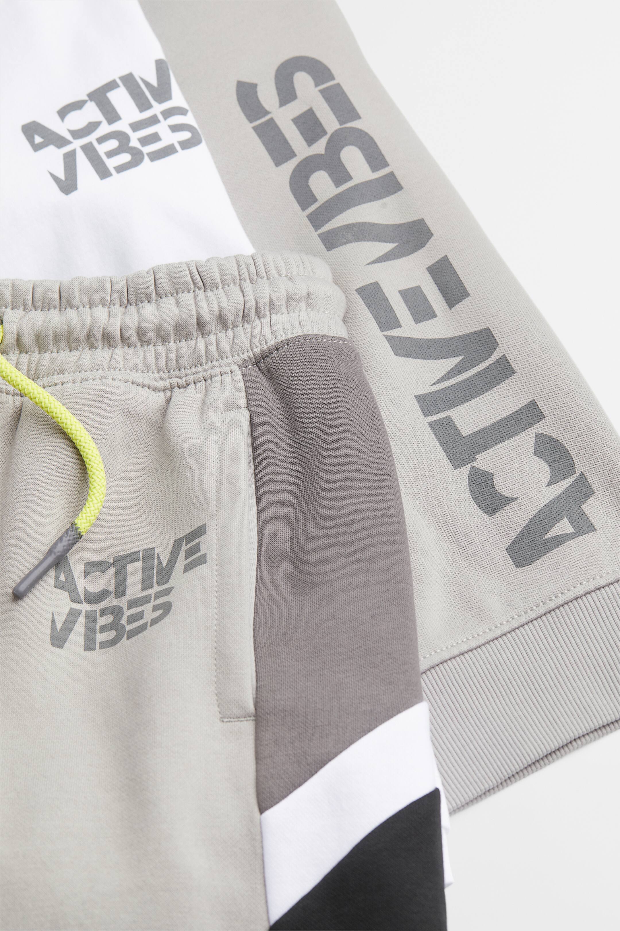 3-piece Cotton Set - Regular waist - Round Neck - Light gray/Active ...