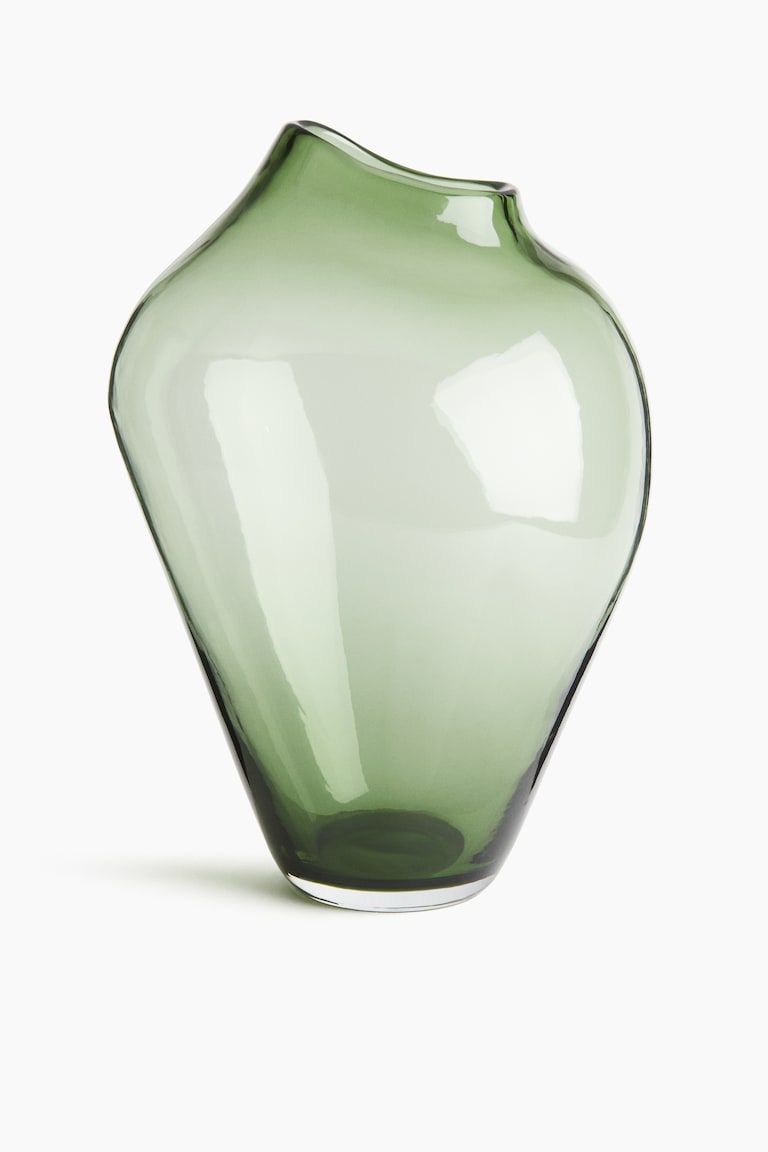 Green Extra-large asymmetrical glass vase at H&M Home | H&M GB