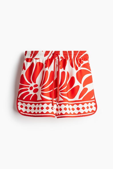 Women's White/red patterned Patterned Drawstring Shorts | H&M US