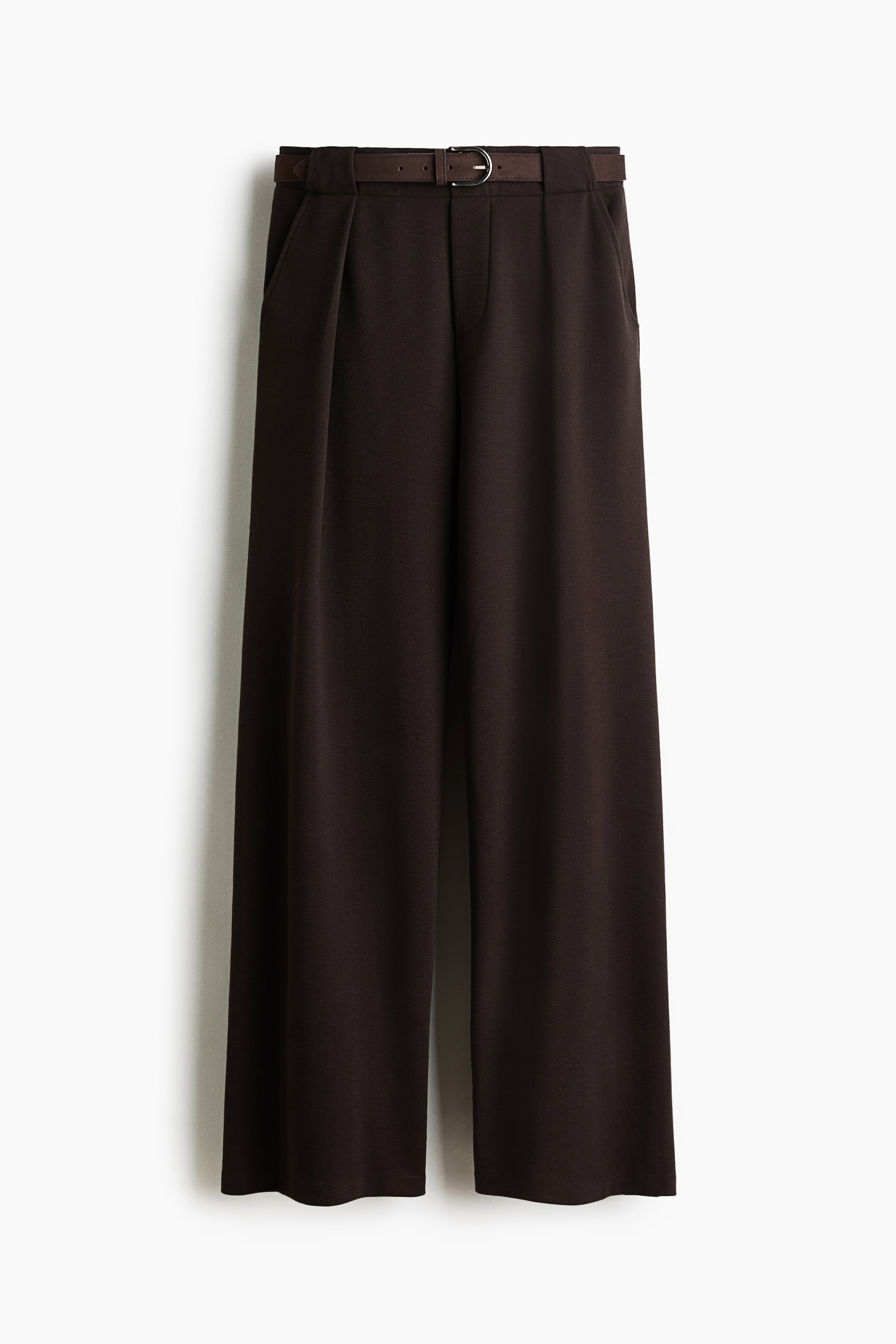 Women's Dark brown Belted Ponte Pants | H&M CA